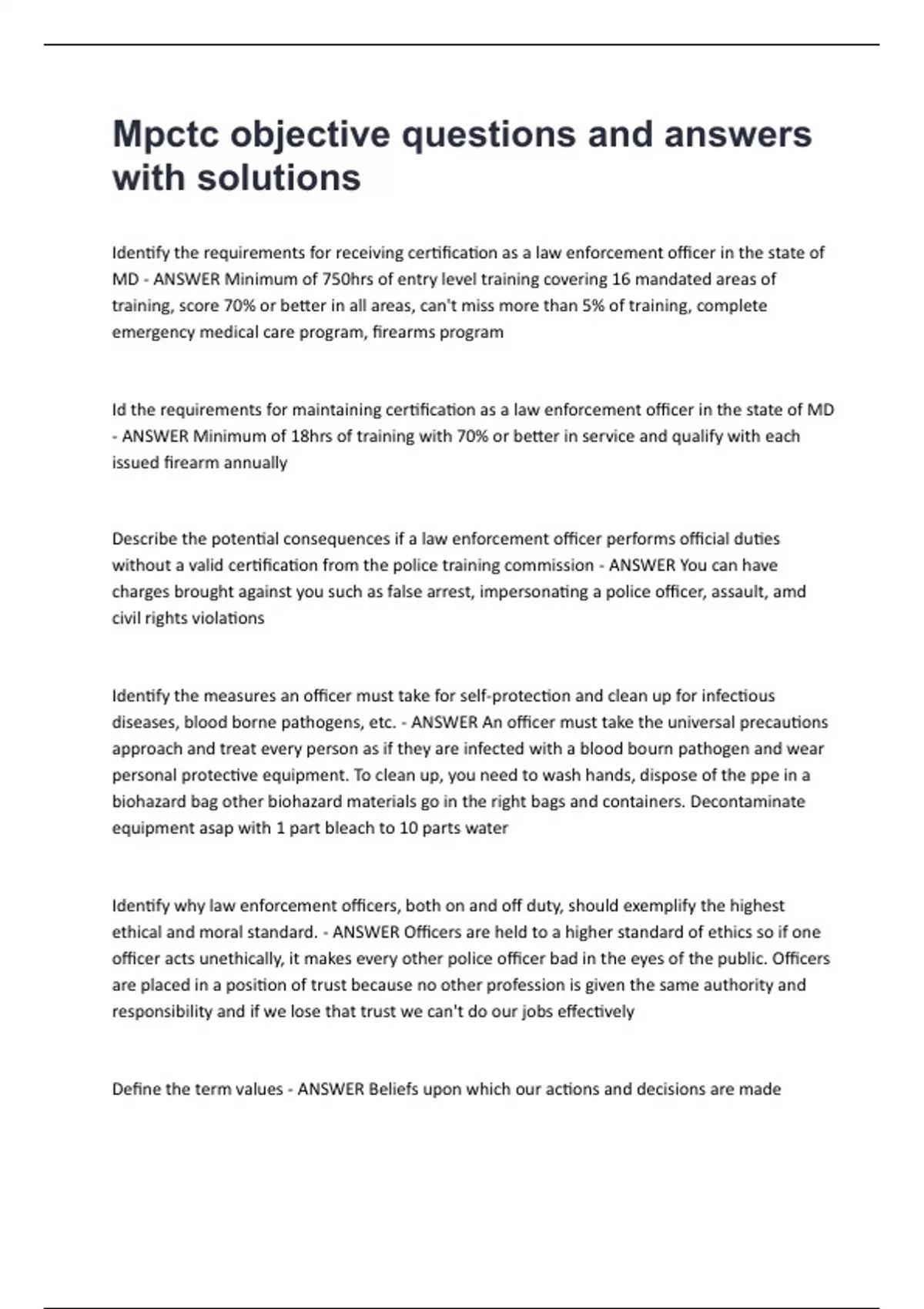 MPTC TESTS PACKAGE DEAL QUESTIONS AND ANSWERS WITH VERIFIED SOLUTIONS ...