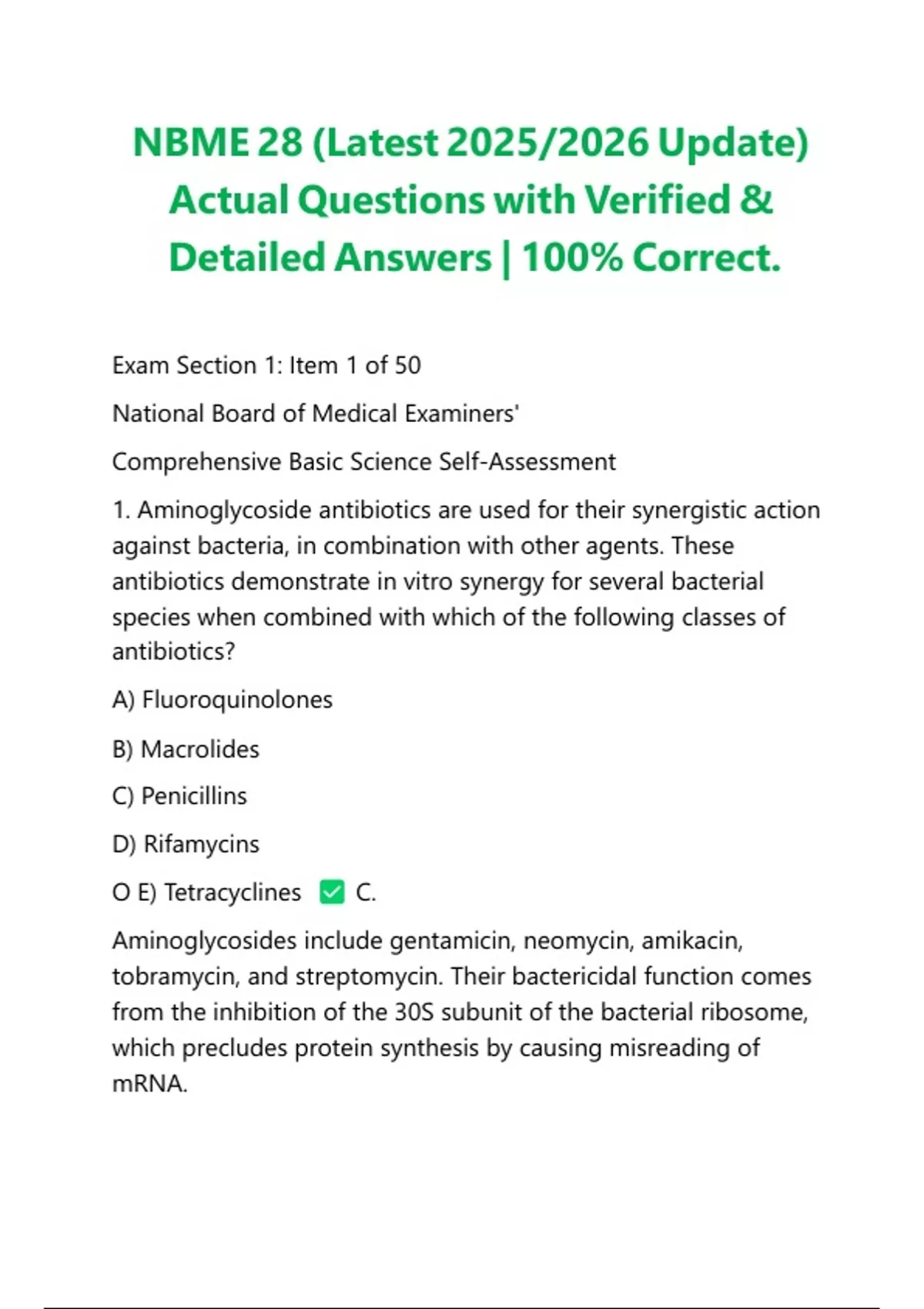 NBME 28 (Latest 2025/2026 Update) Actual Questions with Verified ...