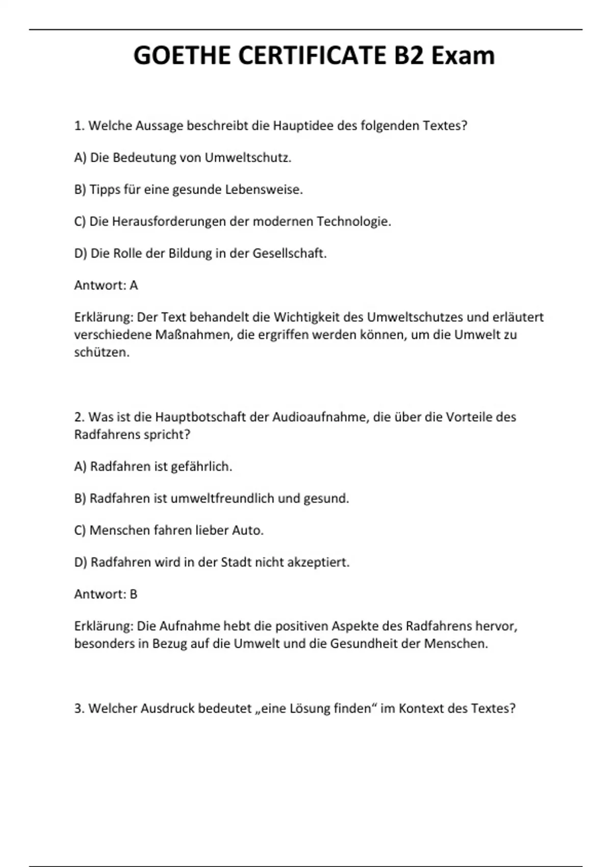 GOETHE CERTIFICATE B2 Exam - Computers - Stuvia US