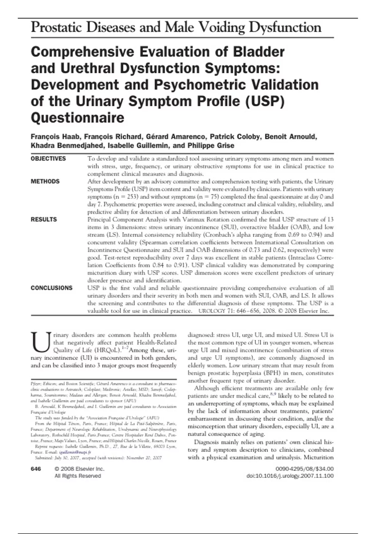 Summary Comprehensive Evaluation of Bladder and Urethral Dysfunction ...
