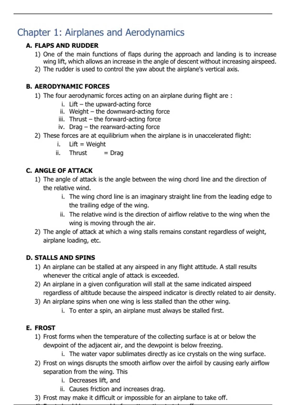 Chapter 1: Airplanes and Aerodynamics - PPL - Stuvia US