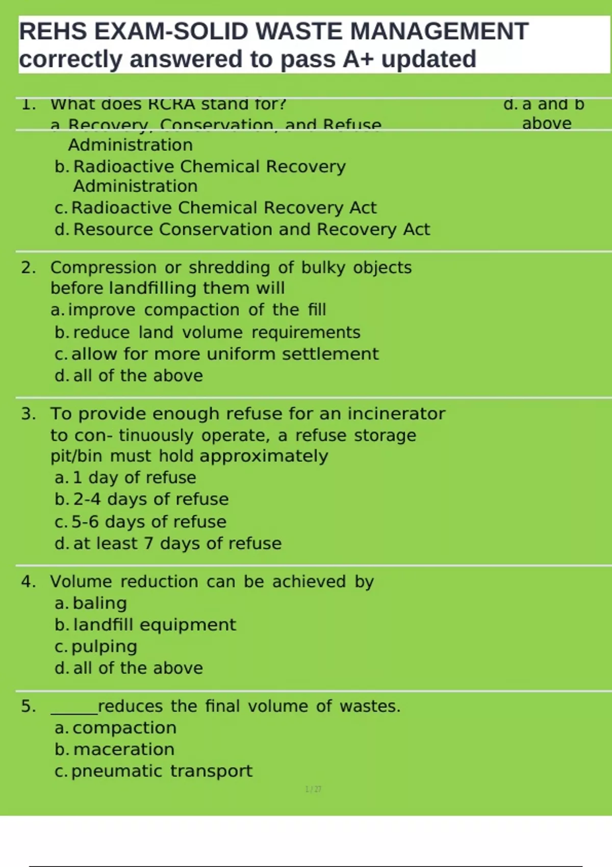 REHS EXAM questions with verified answers graded A+ updated - REHS ...