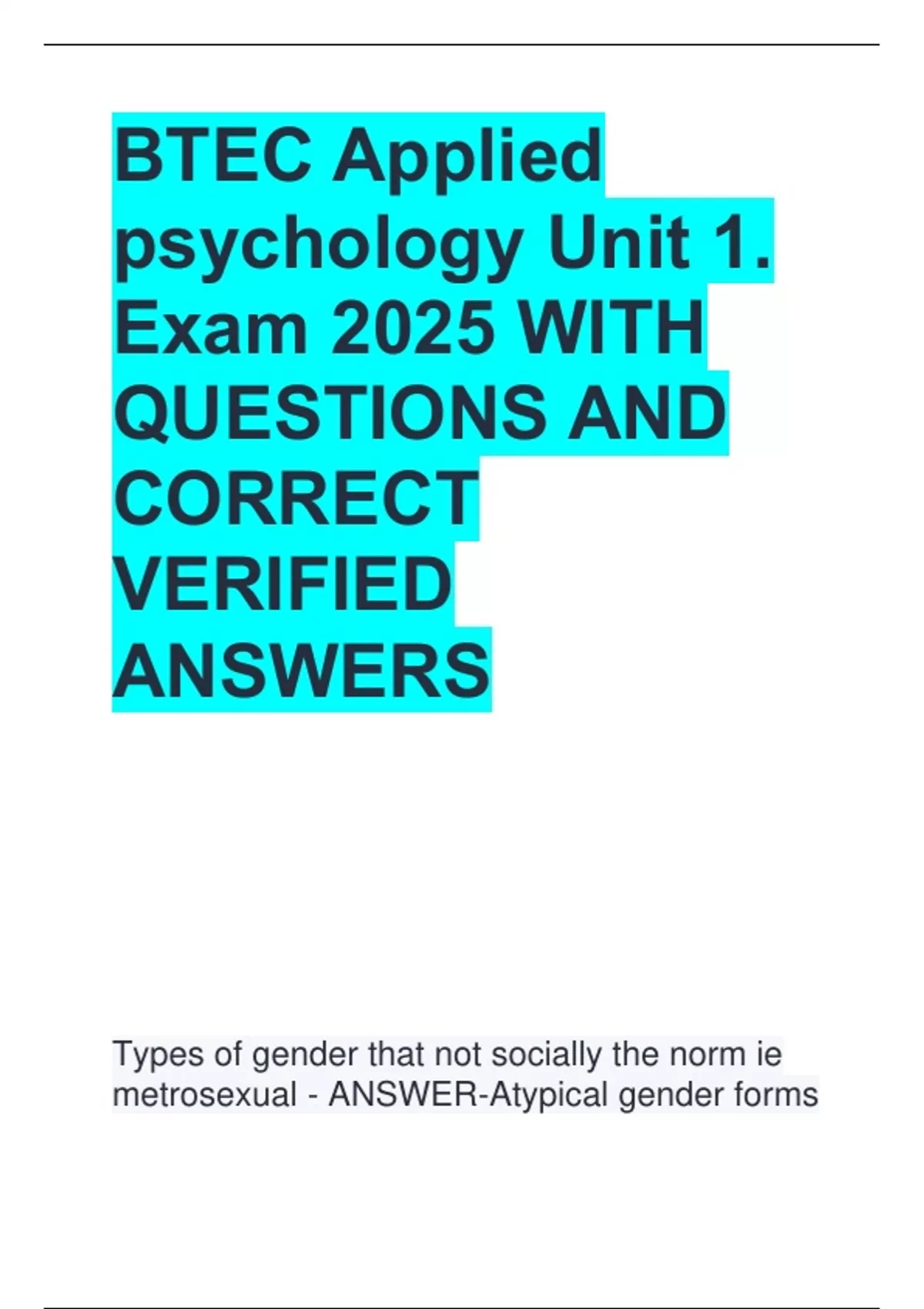 BTEC Applied Science Unit 5 physics 2025 WITH QUESTIONS AND CORRECT ...