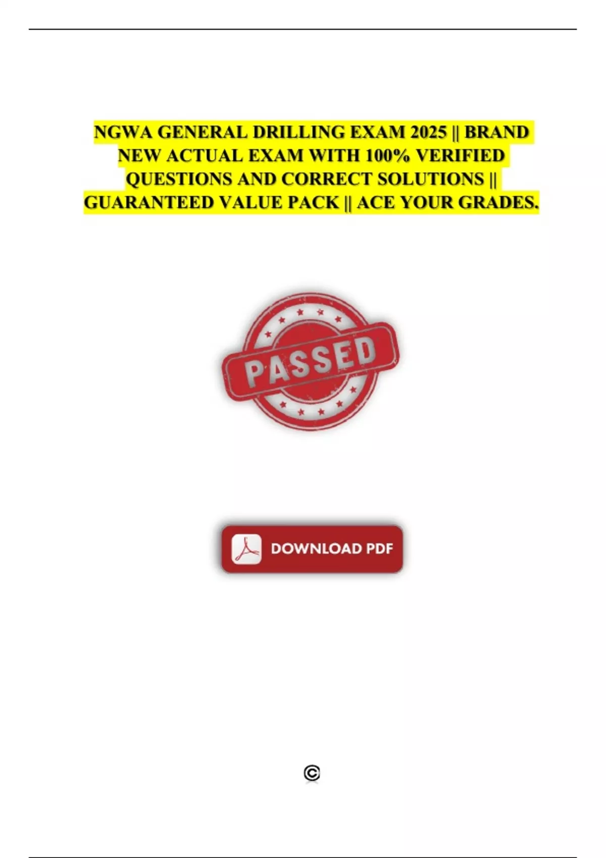 NGWA GENERAL DRILLING EXAM 2025 || BRAND NEW ACTUAL EXAM WITH 100% ...