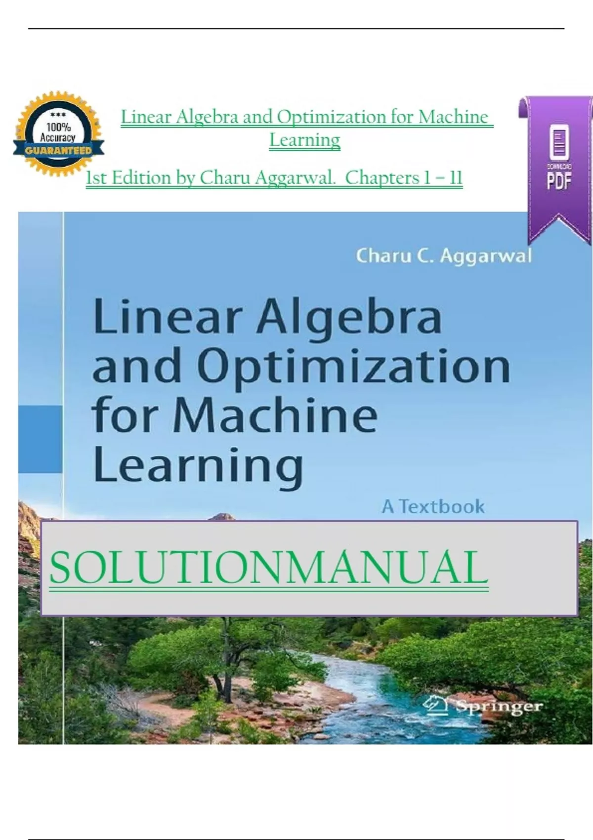 Solution Manual for Linear Algebra and Optimization for Machine Learning 1st Edition by Charu ...
