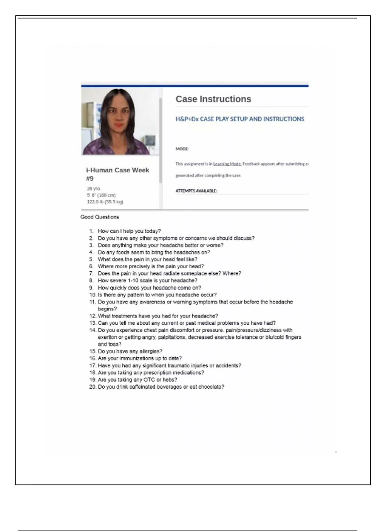 Walden University Week 9 Comprehensive Case Studies 26 Years Old Female