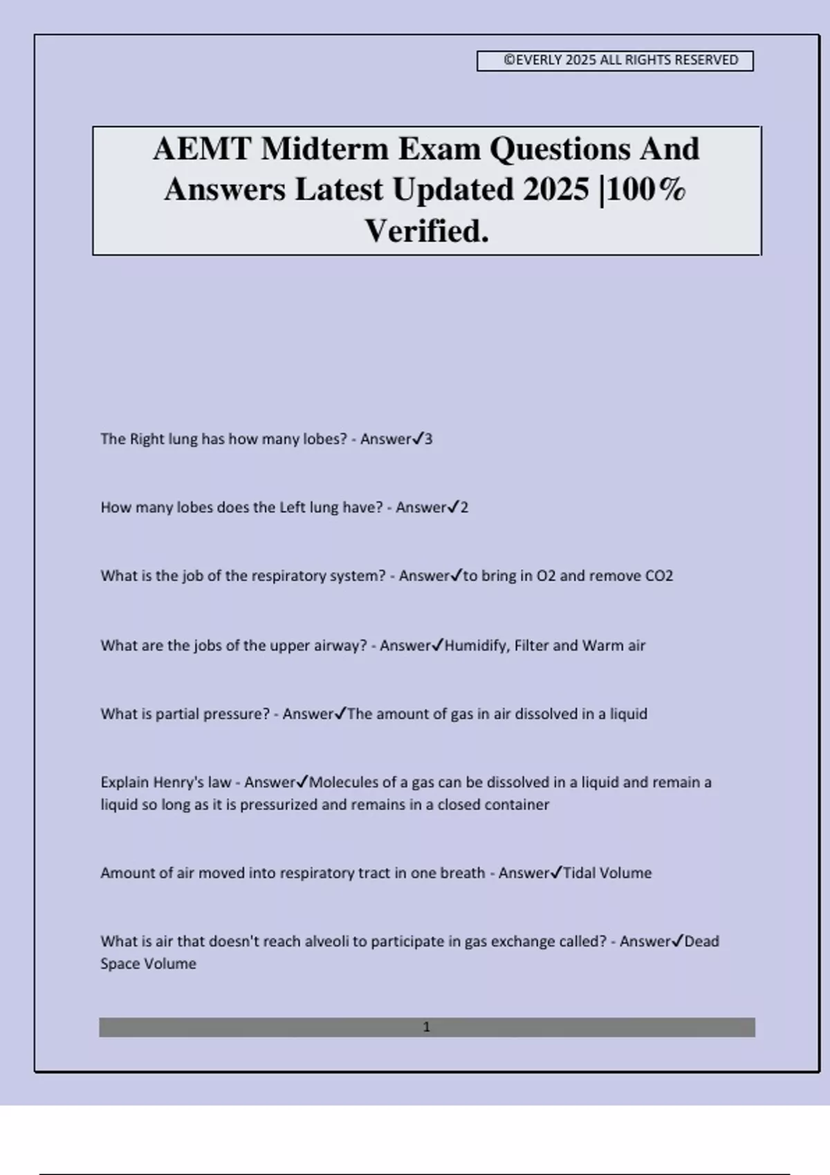 AEMT Midterm Exam Questions And Answers Latest Updated 2025 |100% ...
