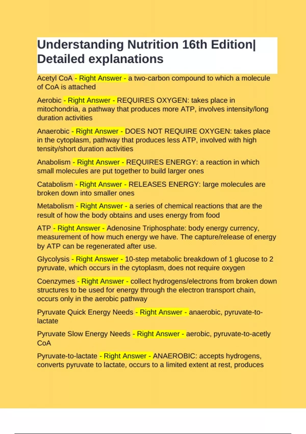 Summary Understanding Nutrition 16th Edition|Detailed explanations ...