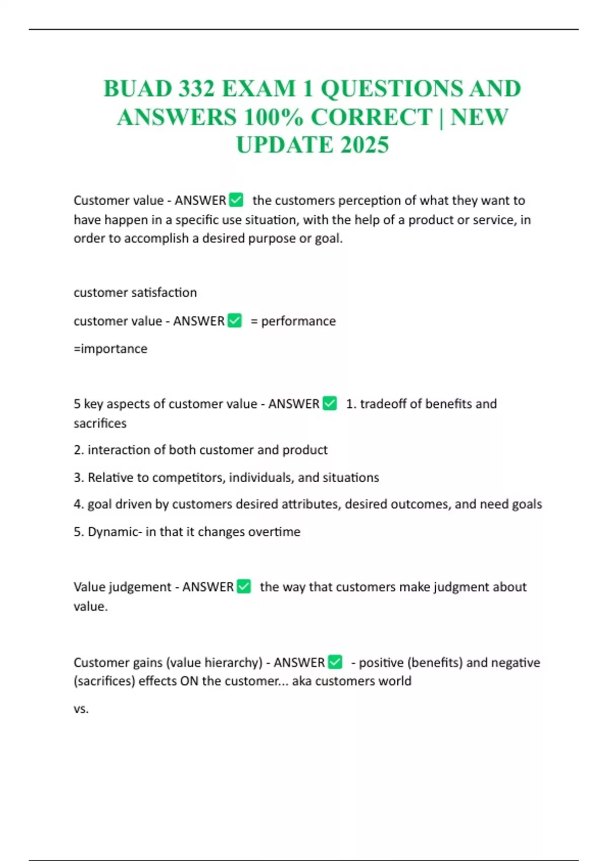 BUAD 332 EXAM 1 QUESTIONS AND ANSWERS 100% CORRECT | NEW UPDATE 2025 ...