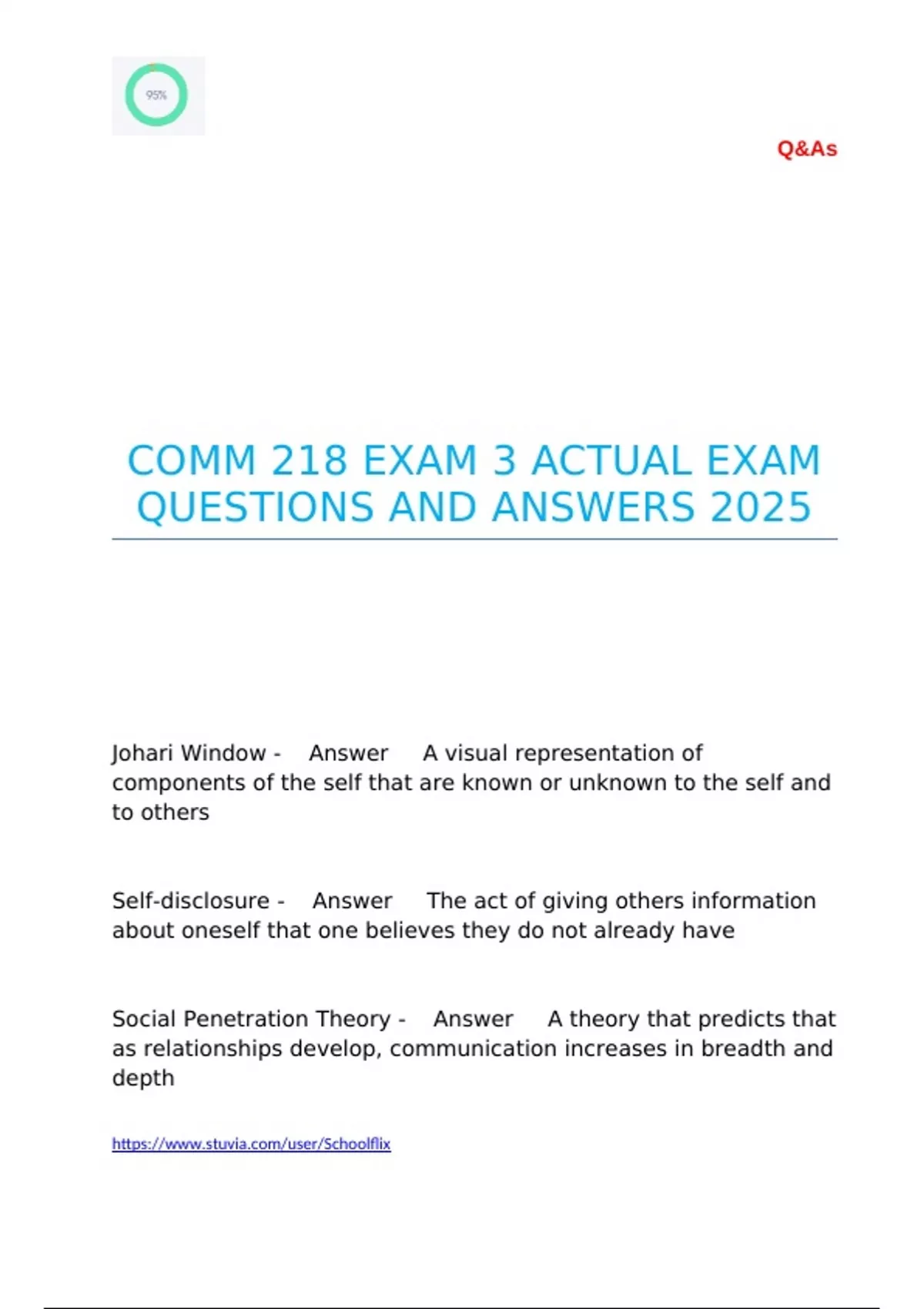 COMM 218 EXAM 3 ACTUAL EXAM QUESTIONS AND ANSWERS 2025 - Comm 218 ...
