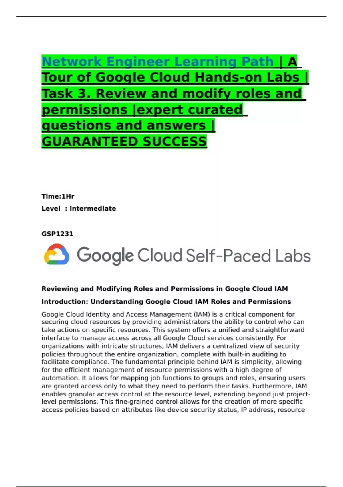 Network Engineer Learning Path | A Tour of Google Cloud Hands-on Labs | Task 3. Review and ...