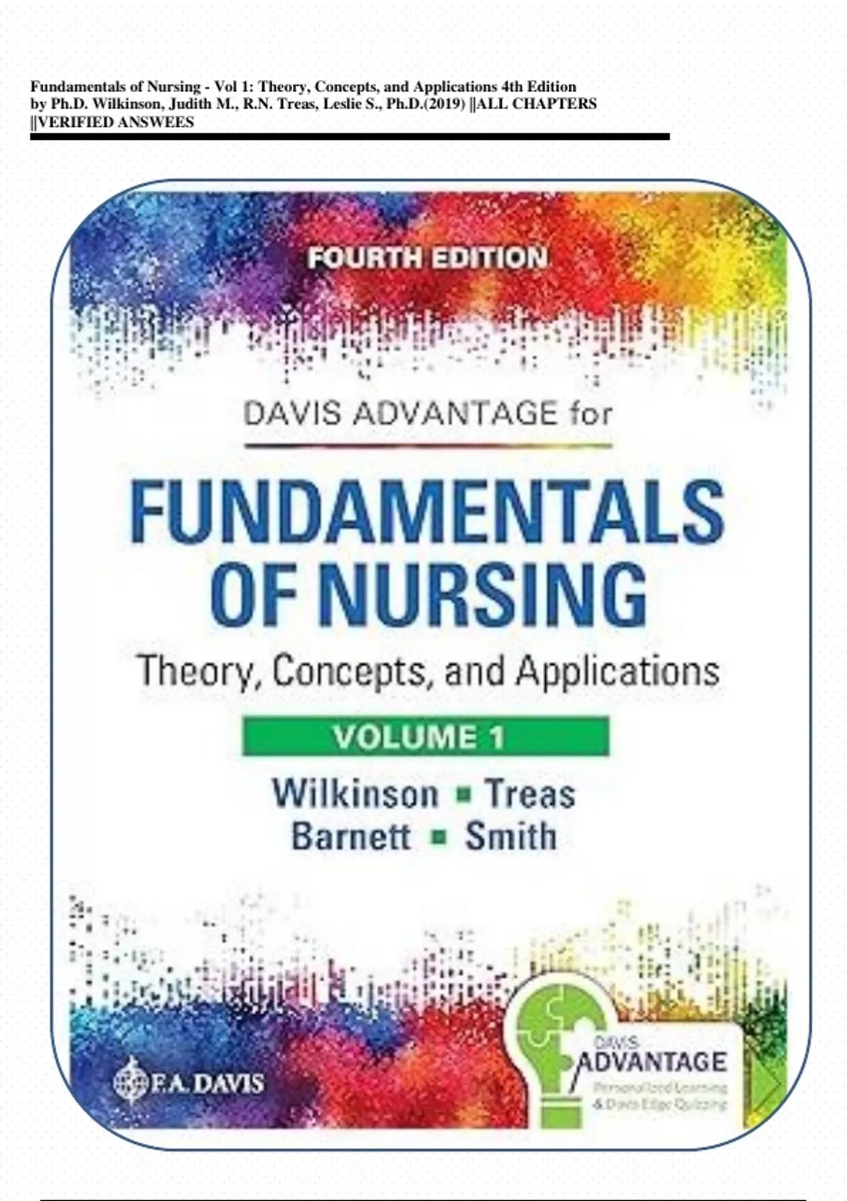 Fundamentals of Nursing - Vol 1: Theory, Concepts, and Applications 4th Edition by Ph.D ...
