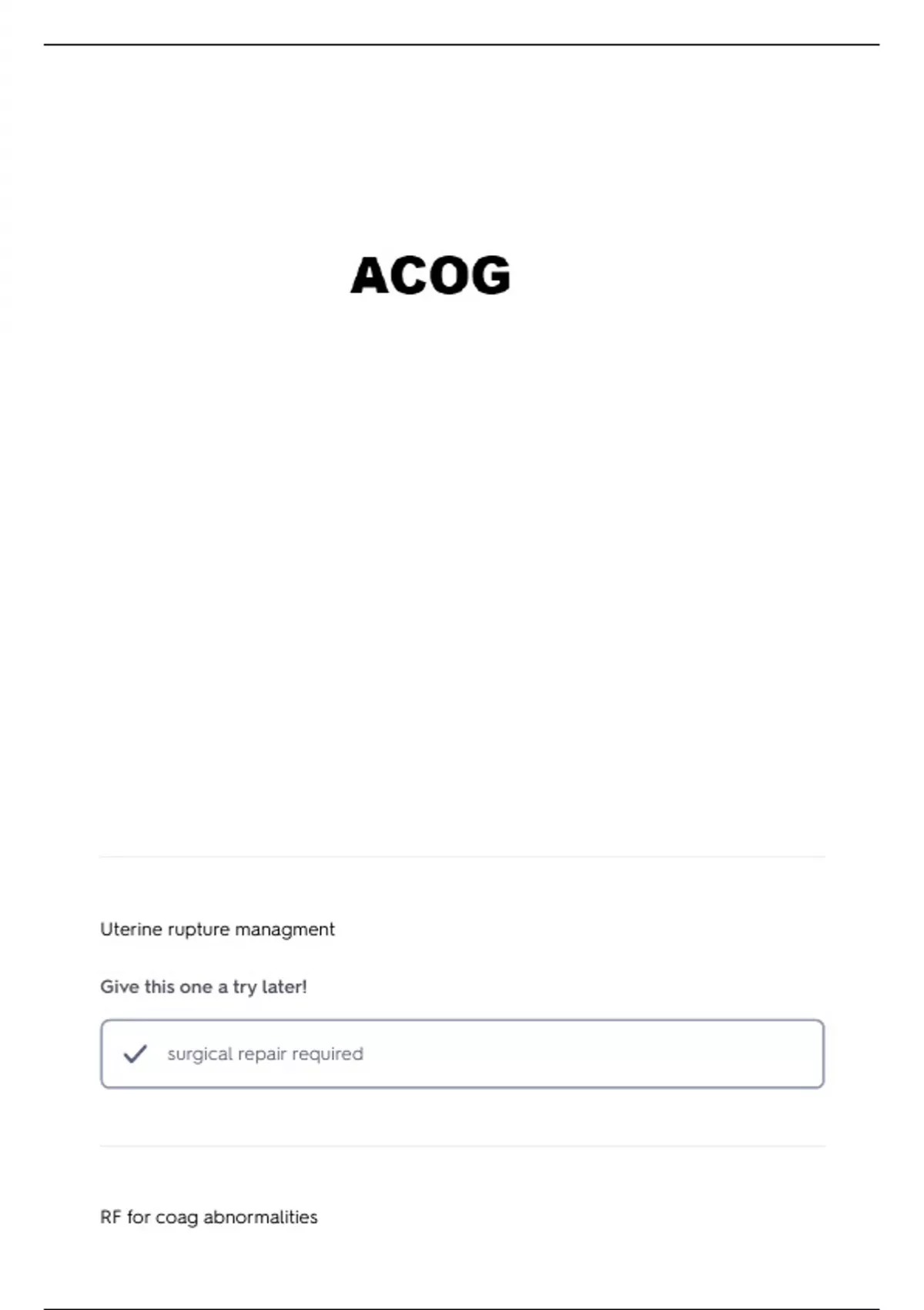 ACOG POSTPARTUM HEMORRHAGE QUESTIONS AND VERIFIED ANSWERS - ACOG ...