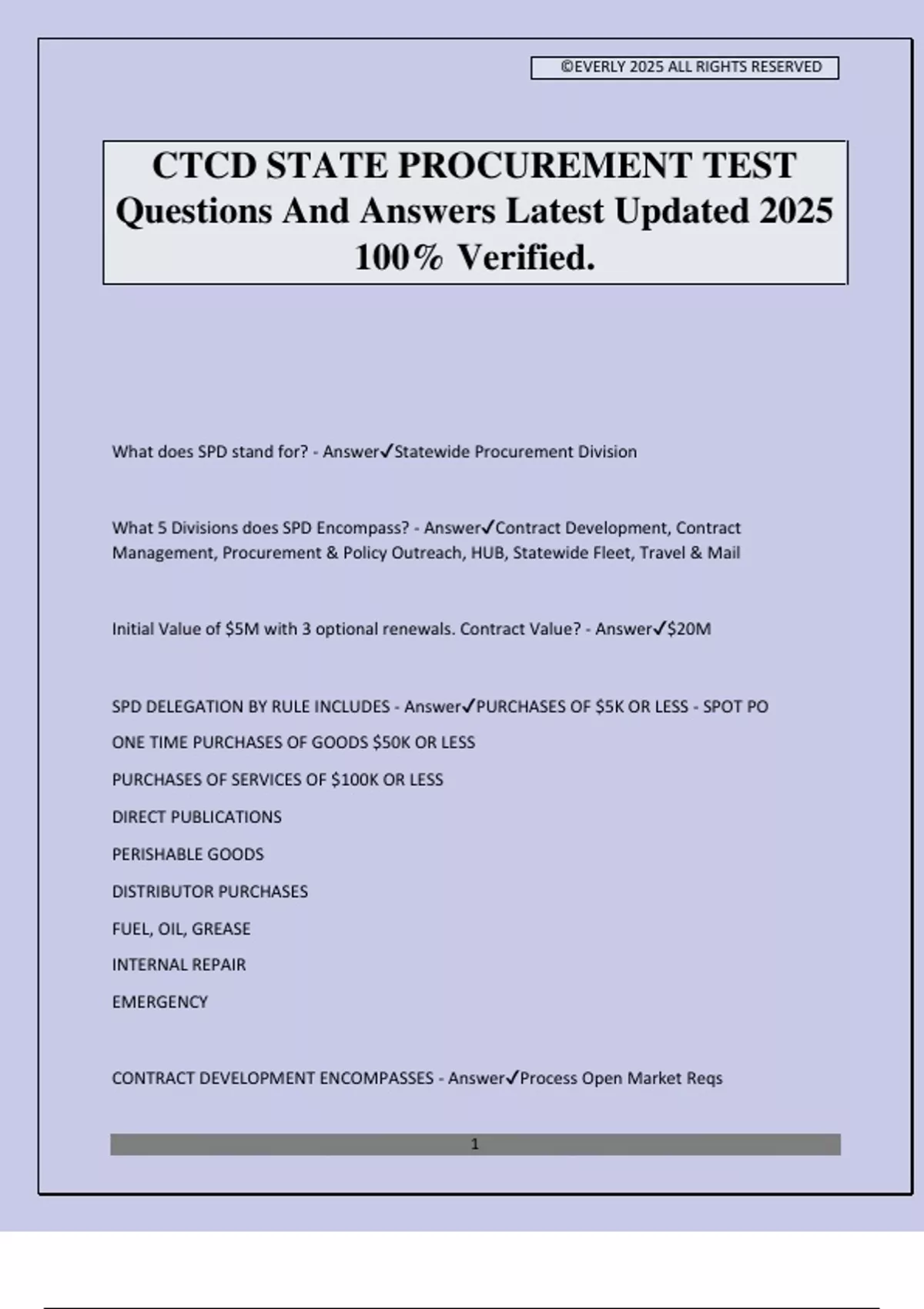 CTCD STATE PROCUREMENT TEST Questions And Answers Latest Updated 2025 ...