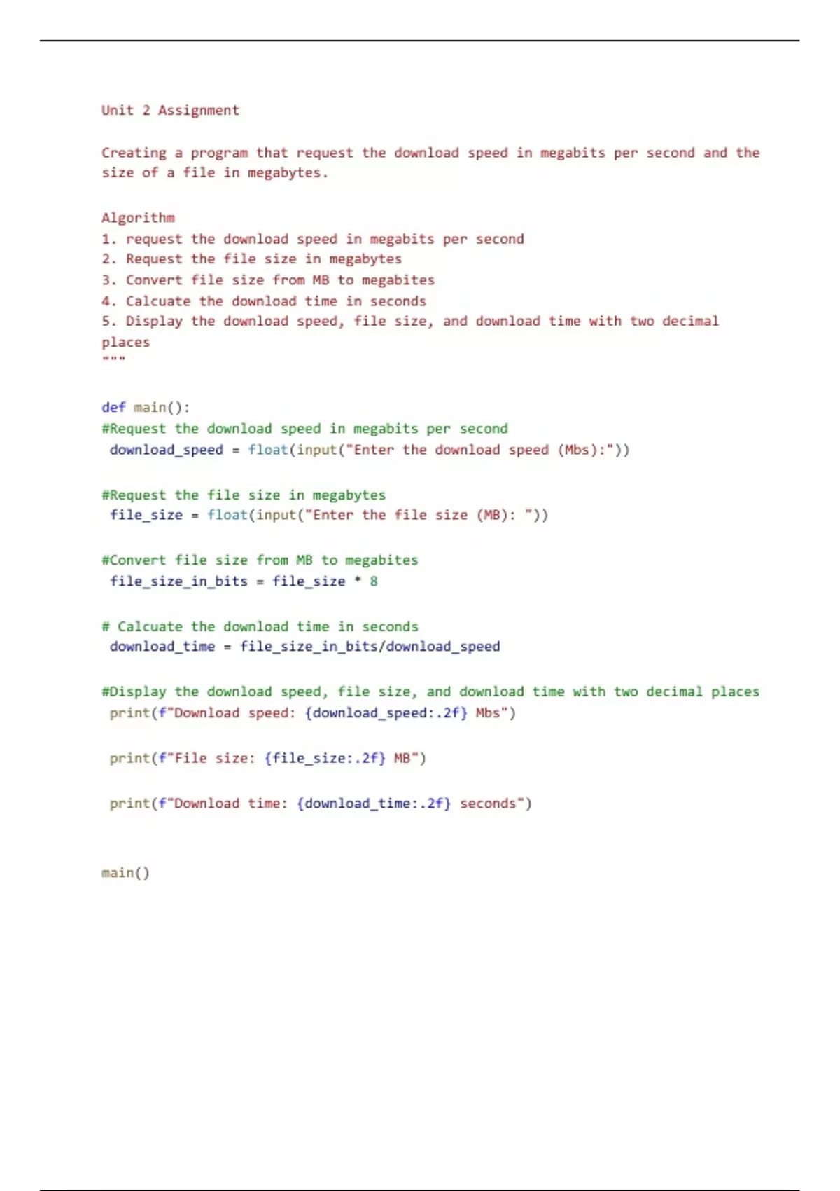 COP1000C Unit 2 Assignment - COP100C - Stuvia US