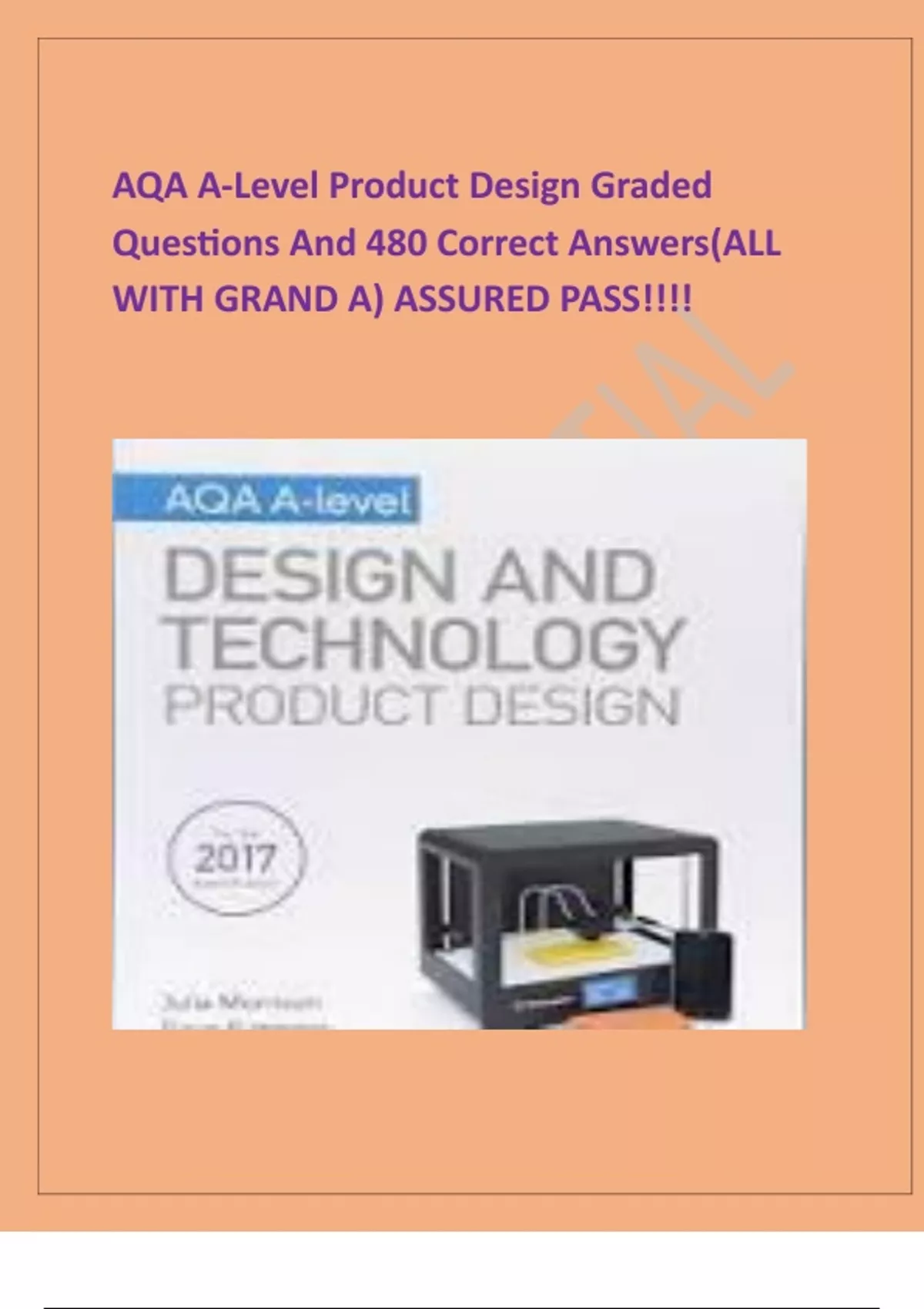 AQA A-Level Product Design Graded Questions And 480 Correct Answers(ALL ...