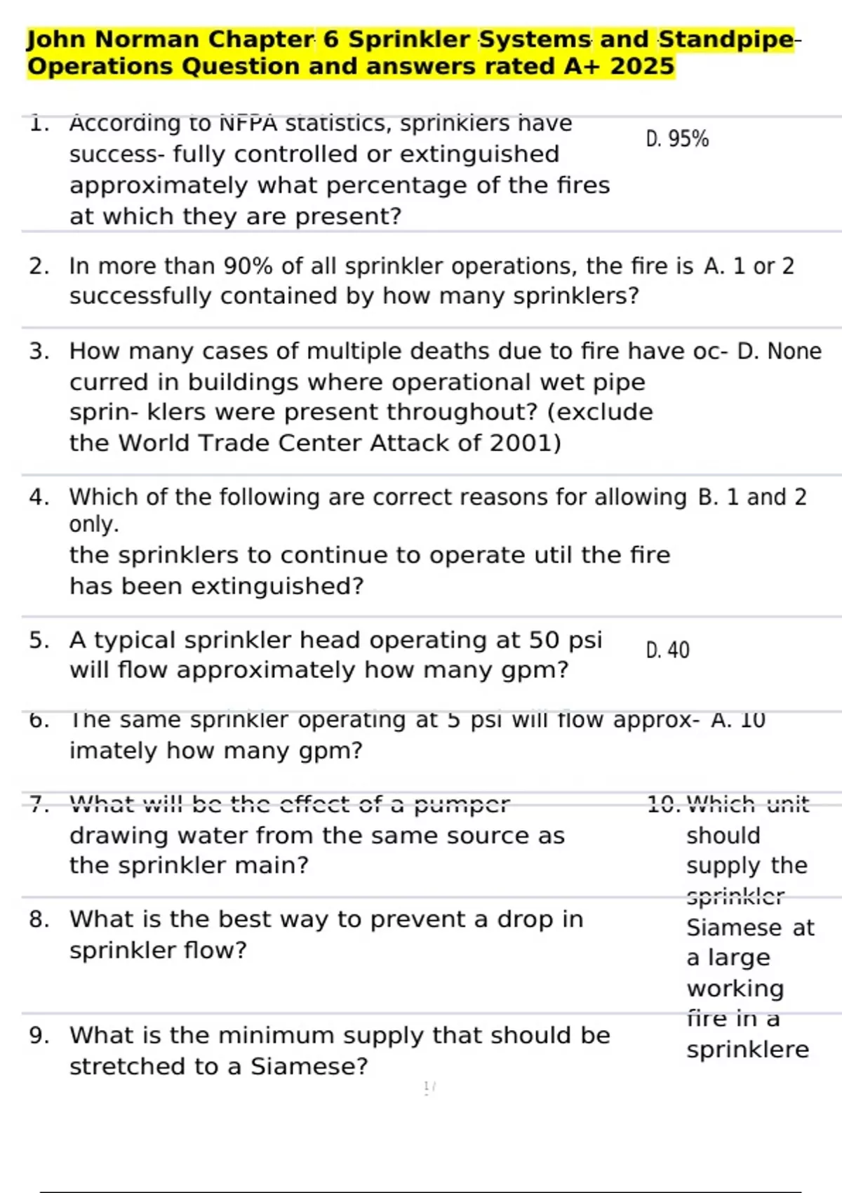 John Norman Chapter 6 Sprinkler Systems and Standpipe Operations ...