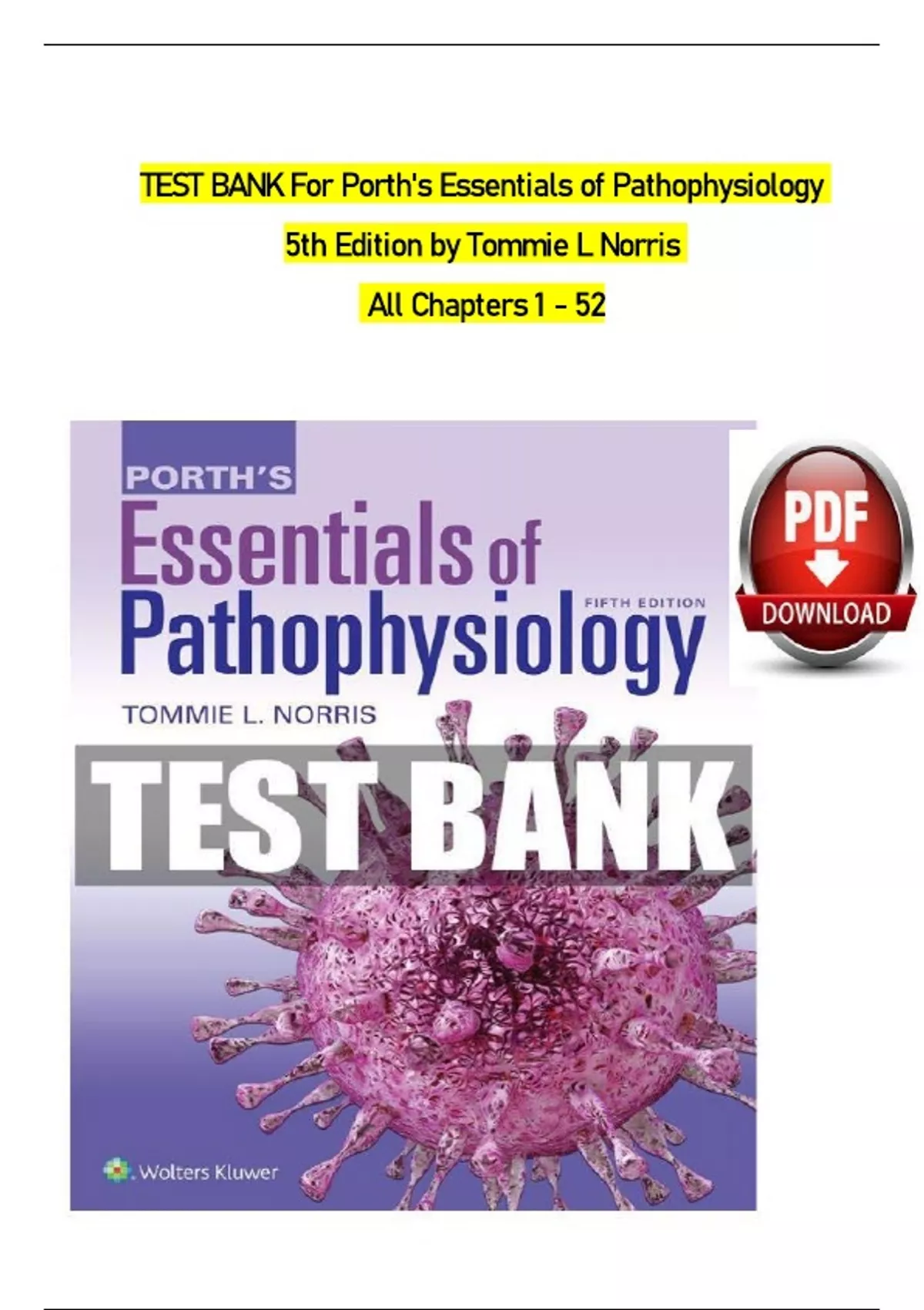 TEST BANK For Porth's Essentials of Pathophysiology, 5th Edition by ...