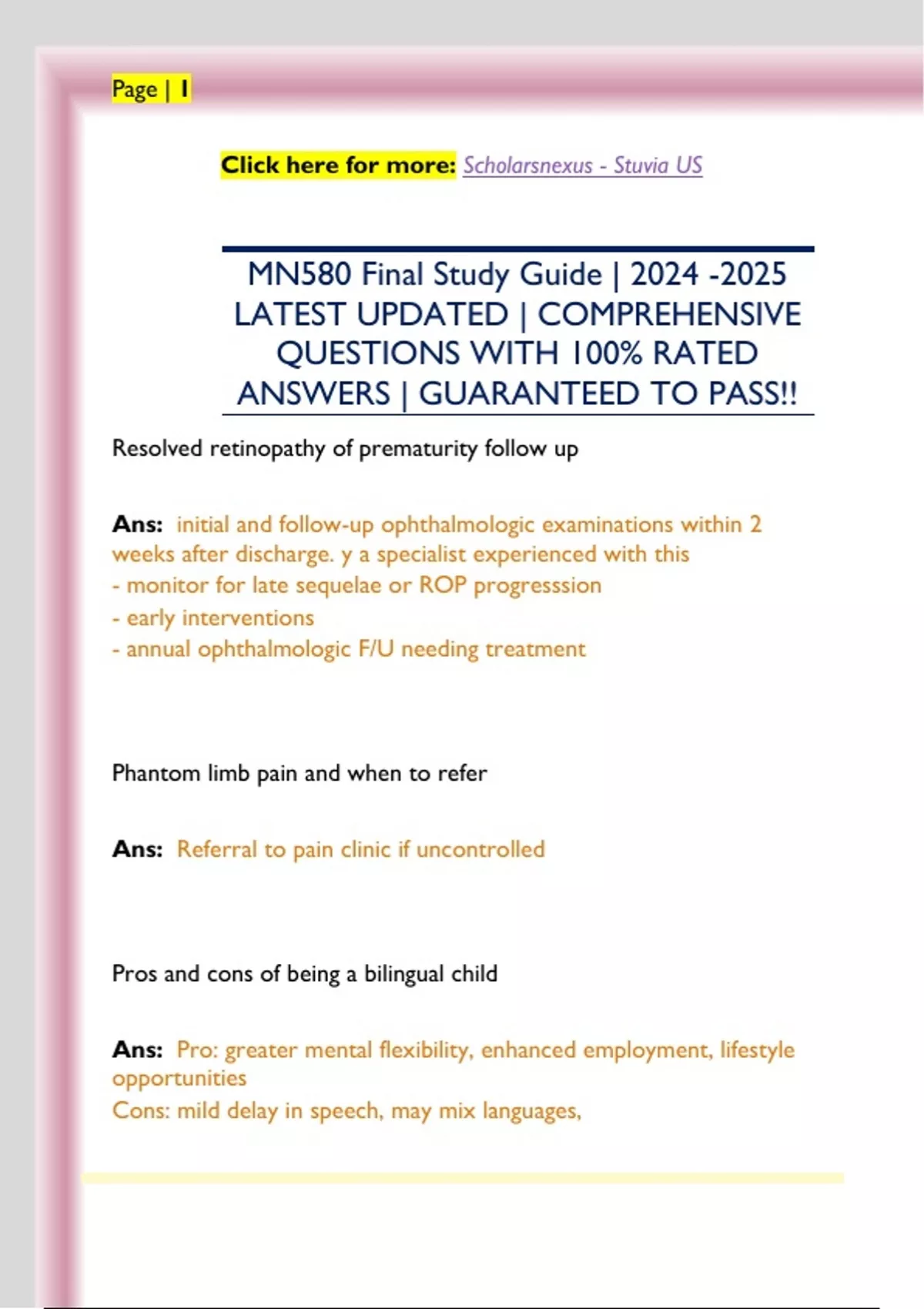 MN580 Final Study Guide | LATEST UPDATED | COMPREHENSIVE QUESTIONS WITH ...