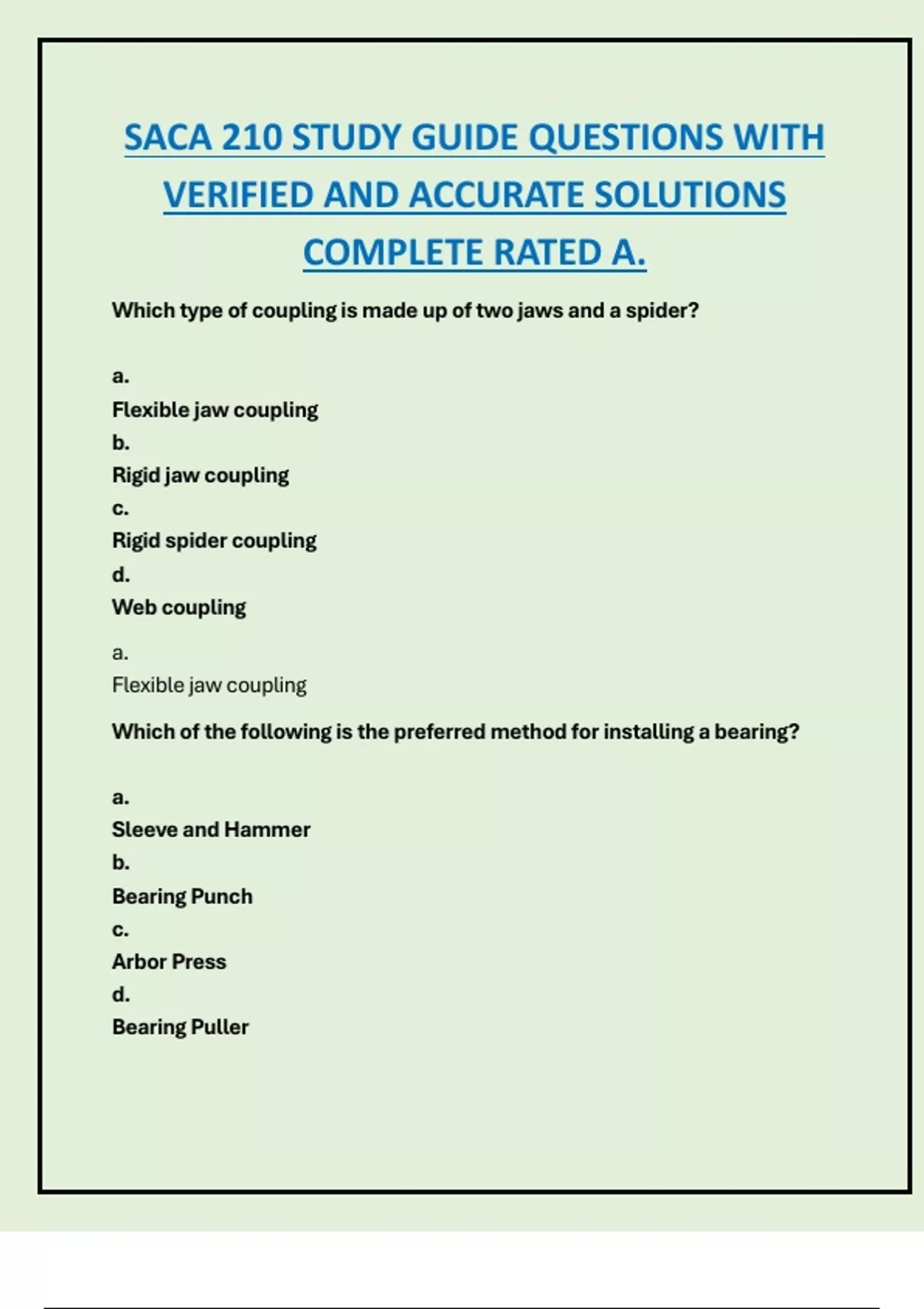 COMBINED EXAM STUDY MATERIALS FOR SACA (Engineering) WITH ALL ...
