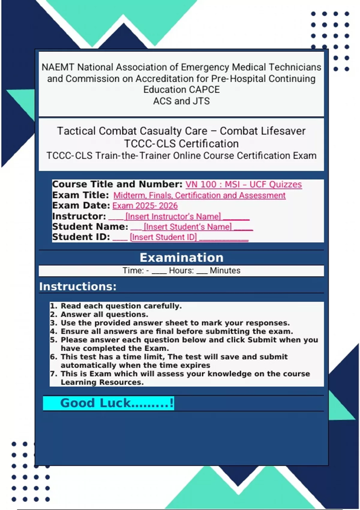 CLS Combat Lifesaver TCCC Trainer Course CLS Combat Lifesaver TCCC ...