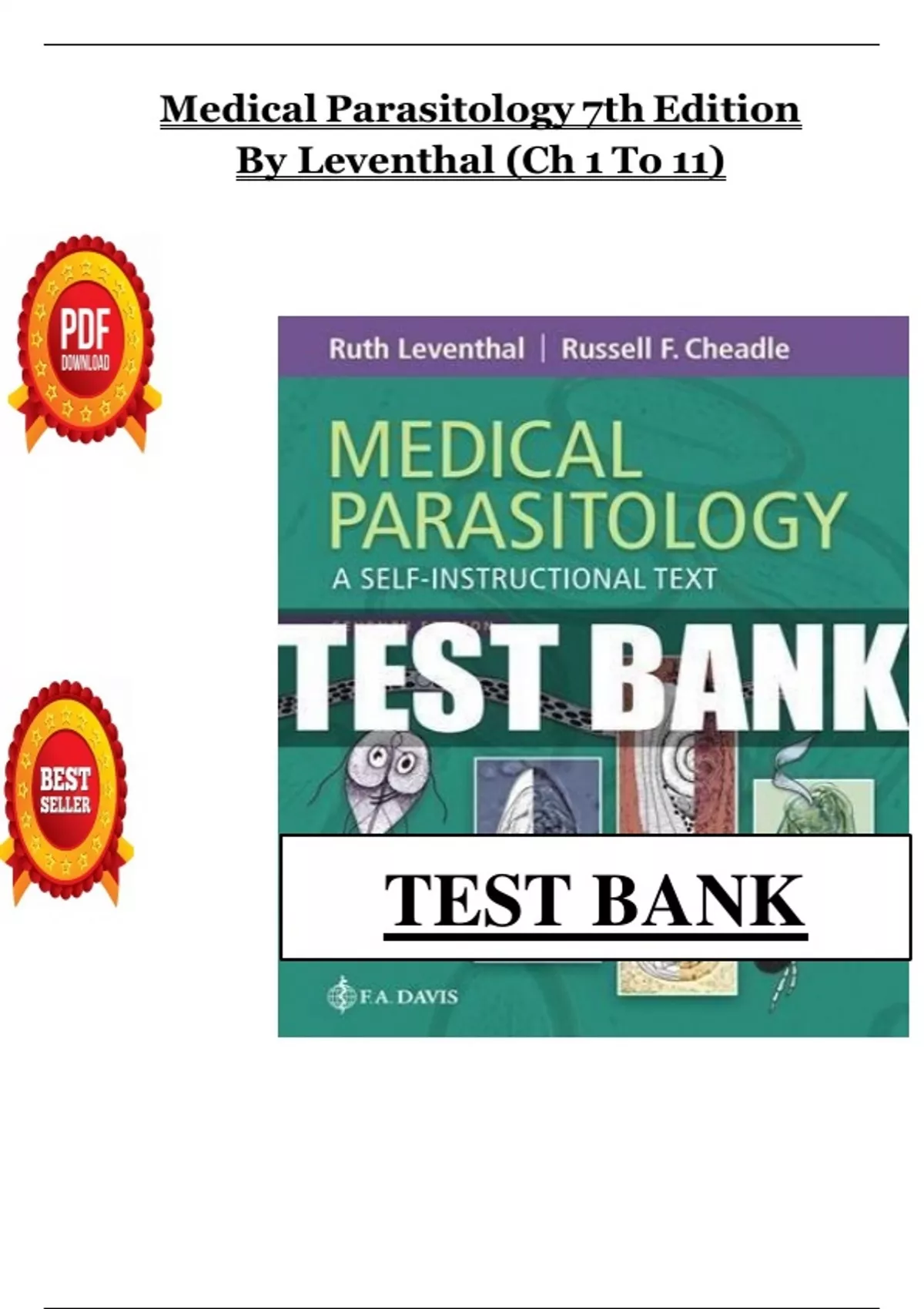 Test Bank For Medical Parasitology 7th Edition Leventhal (All Chapters ...