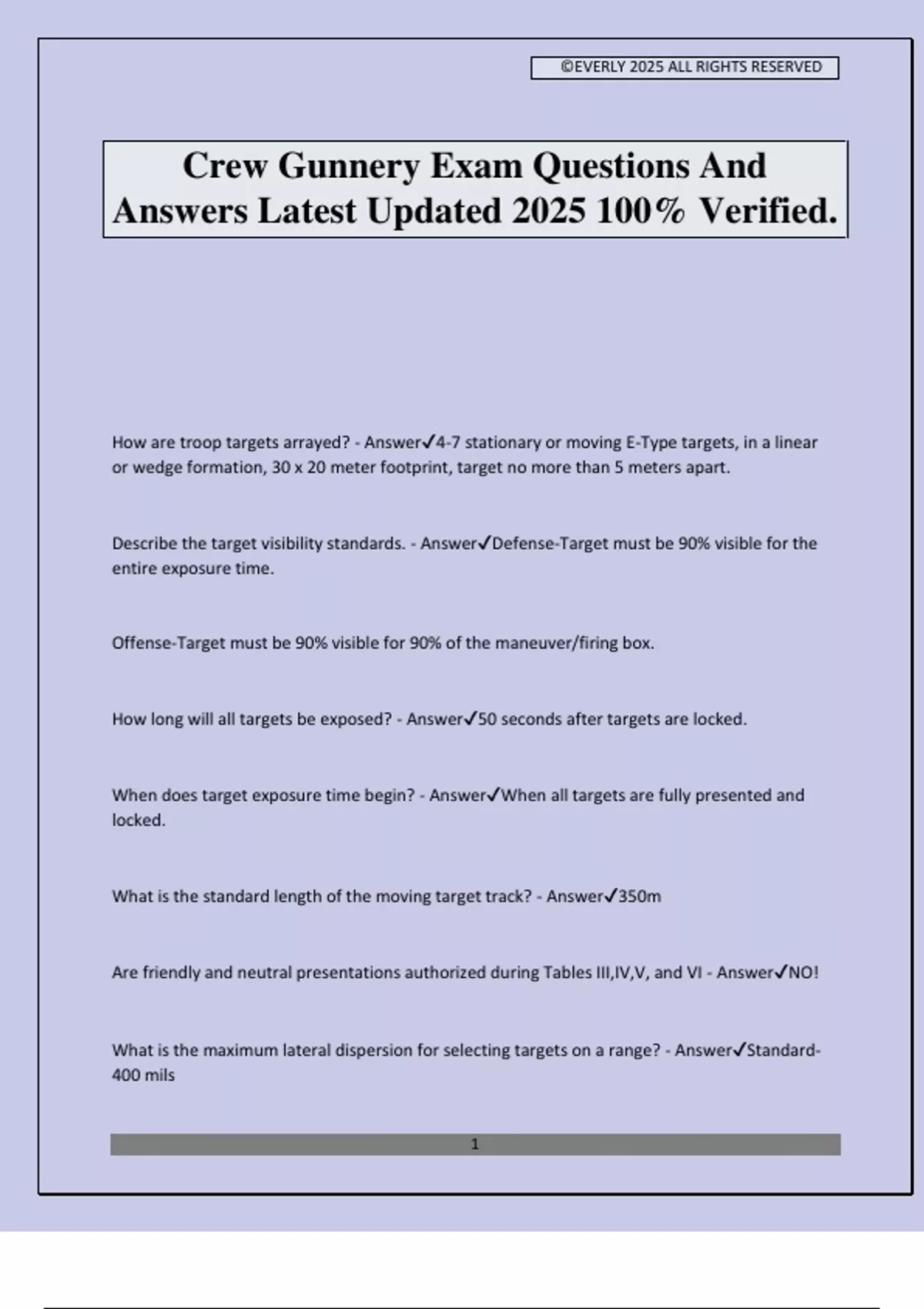 Crew Gunnery Exam Questions And Answers Latest Updated 2025 100% ...