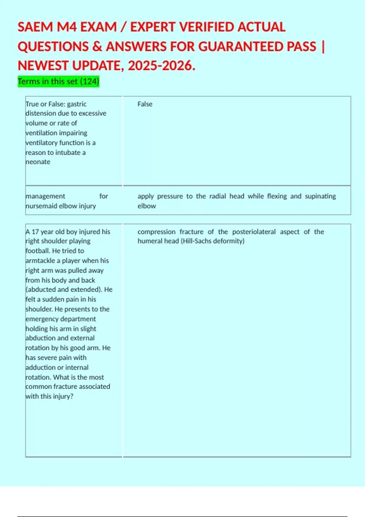 SAEM M4 EXAM / EXPERT VERIFIED ACTUAL QUESTIONS & ANSWERS FOR ...