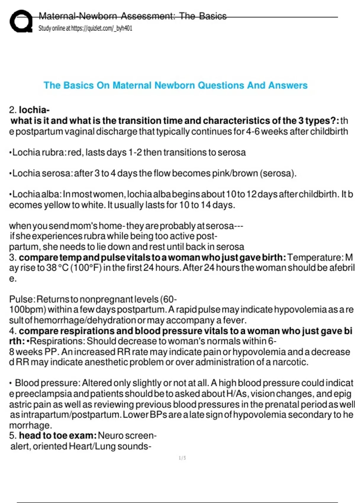 The Basics On Maternal Newborn Questions And Answers - The Basics On ...