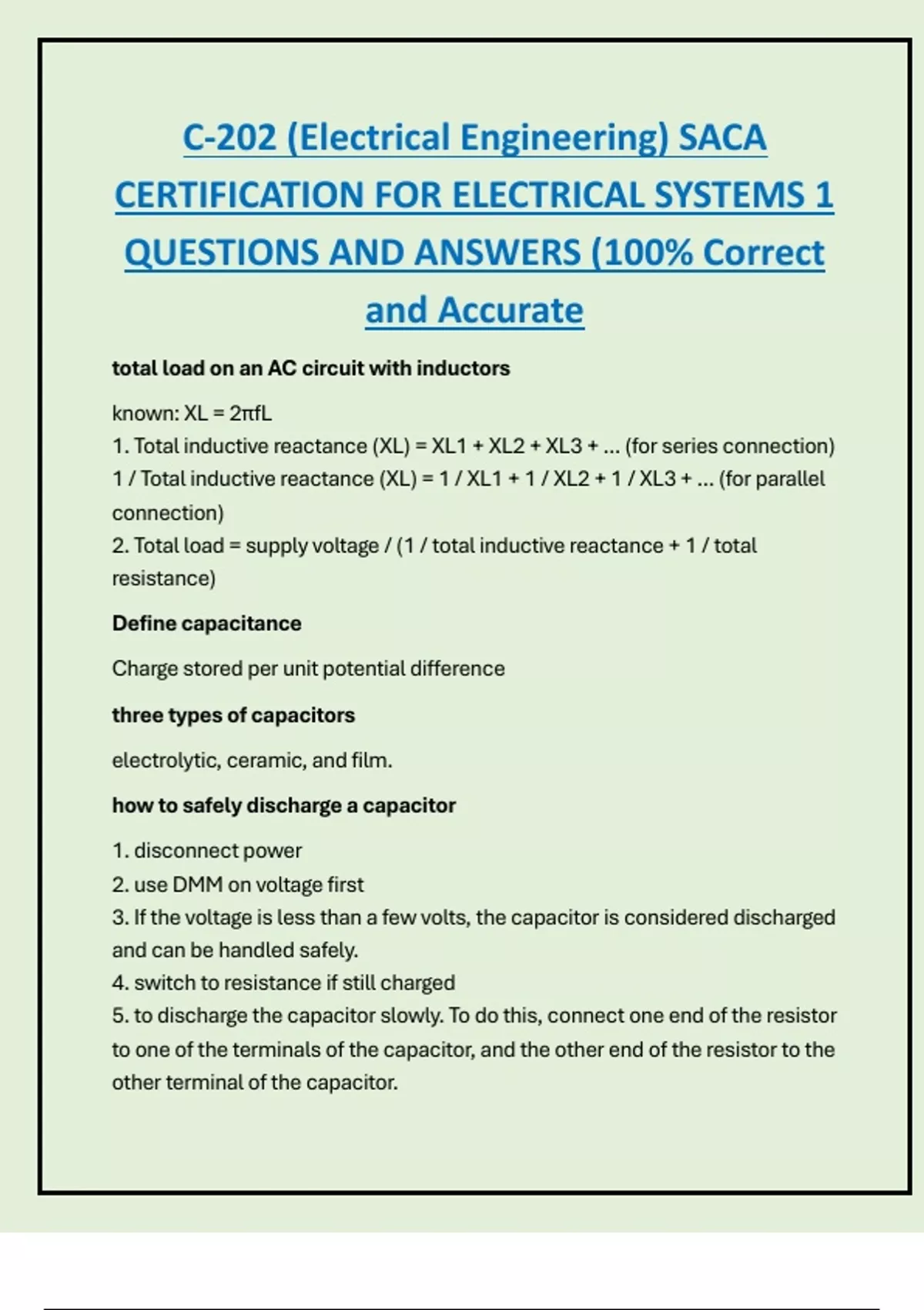 C-202 (Electrical Engineering) SACA CERTIFICATION FOR ELECTRICAL ...