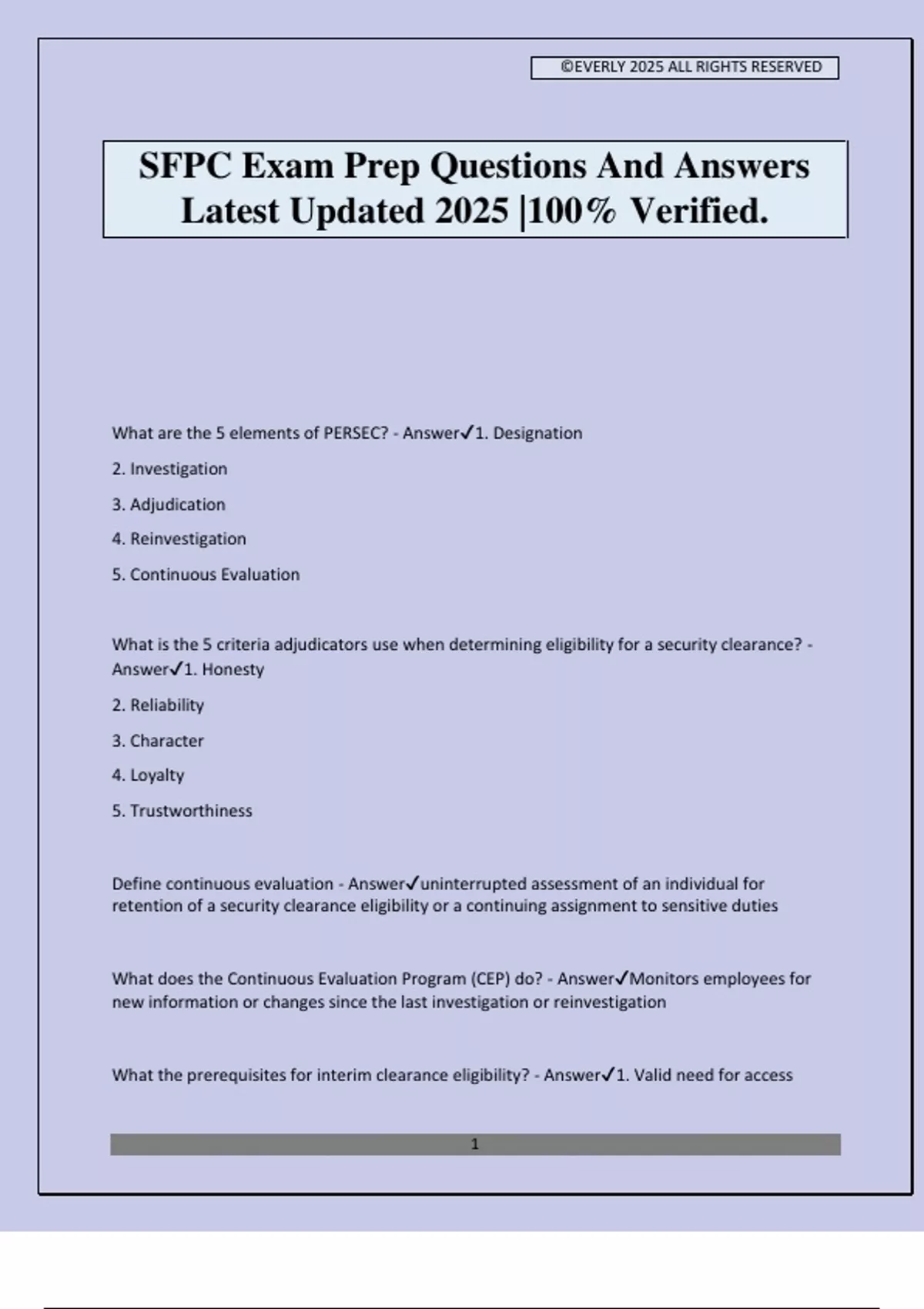 SFPC Exam Prep Questions And Answers Latest Updated 2025 |100% Verified ...
