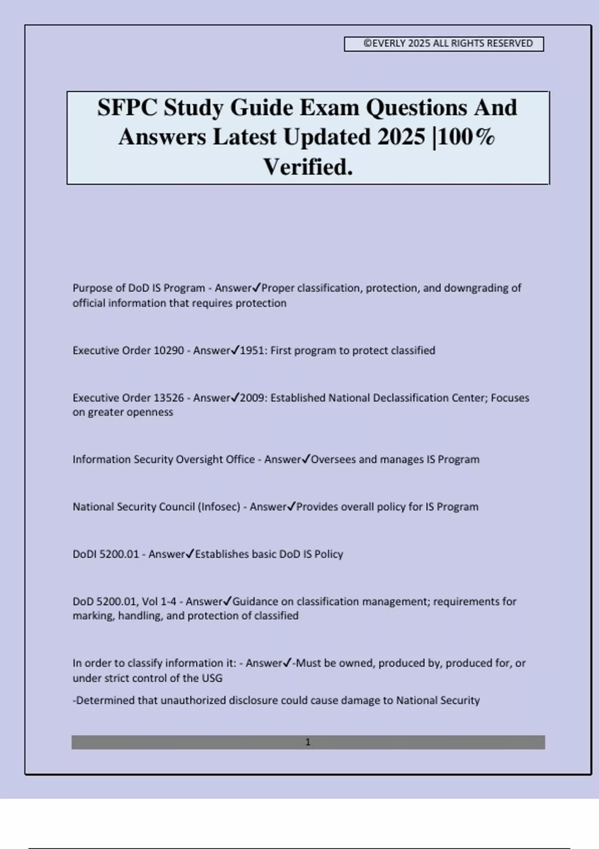 SFPC Study Guide Exam Questions And Answers Latest Updated 2025 |100% ...