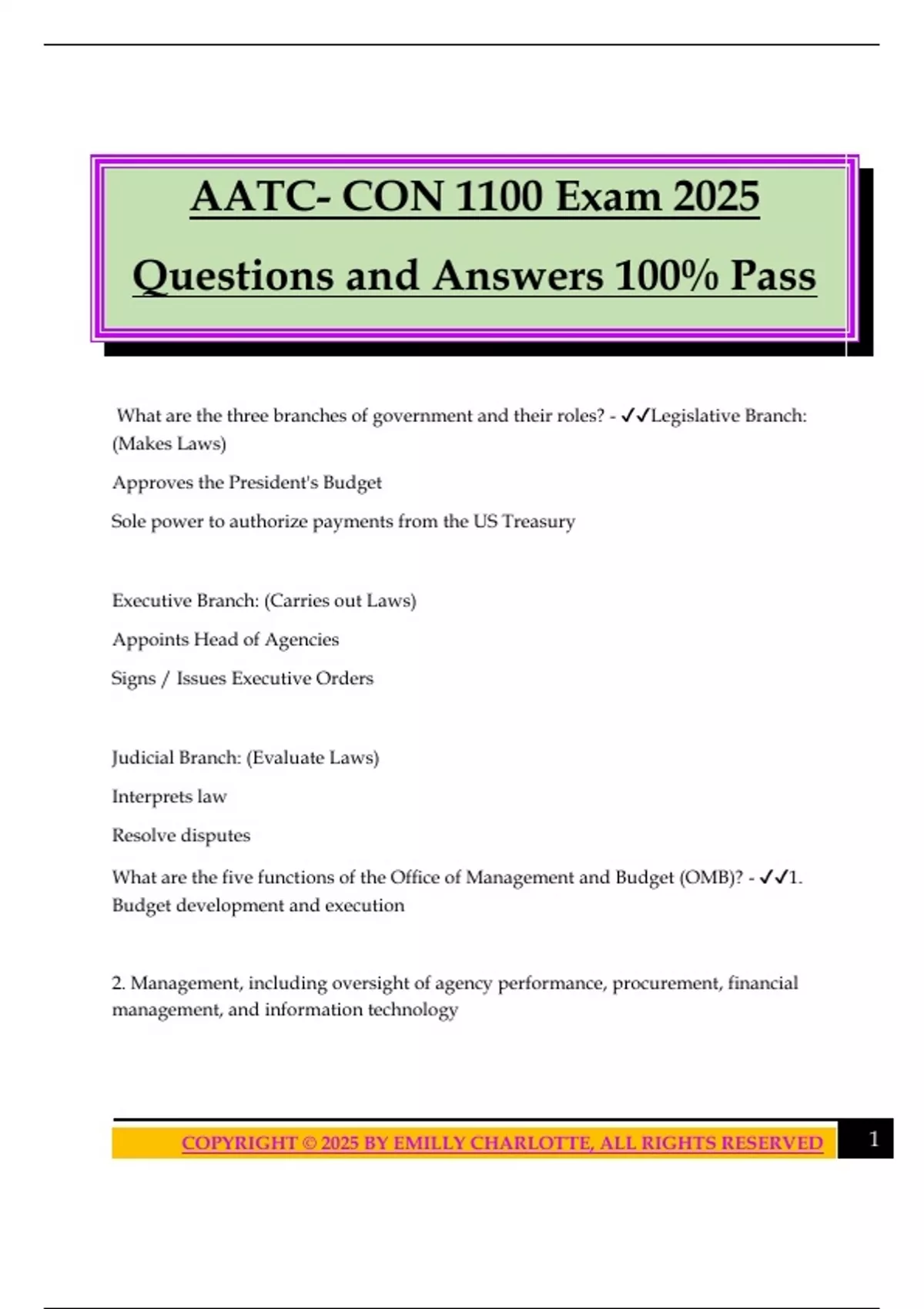 AATC- CON 1100 Exam 2025 Questions and Answers 100% Pass - CON 1100 ...