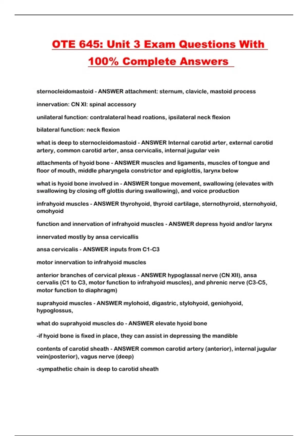 OTE 645: Unit 3 Exam Questions With 100% Complete Answers - OTE 645 ...