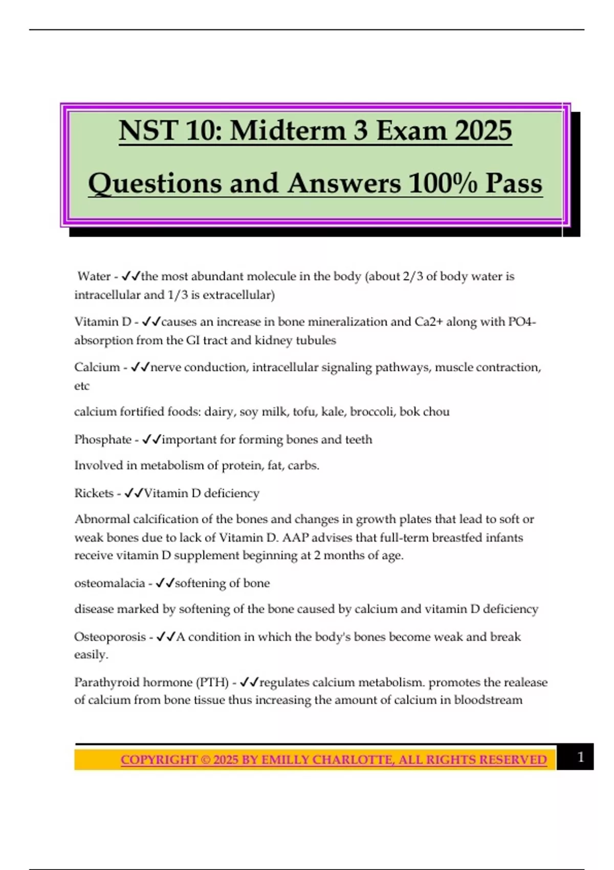 NST 10: Midterm 3 Exam 2025 Questions and Answers 100% Pass - NST - Stuvia US