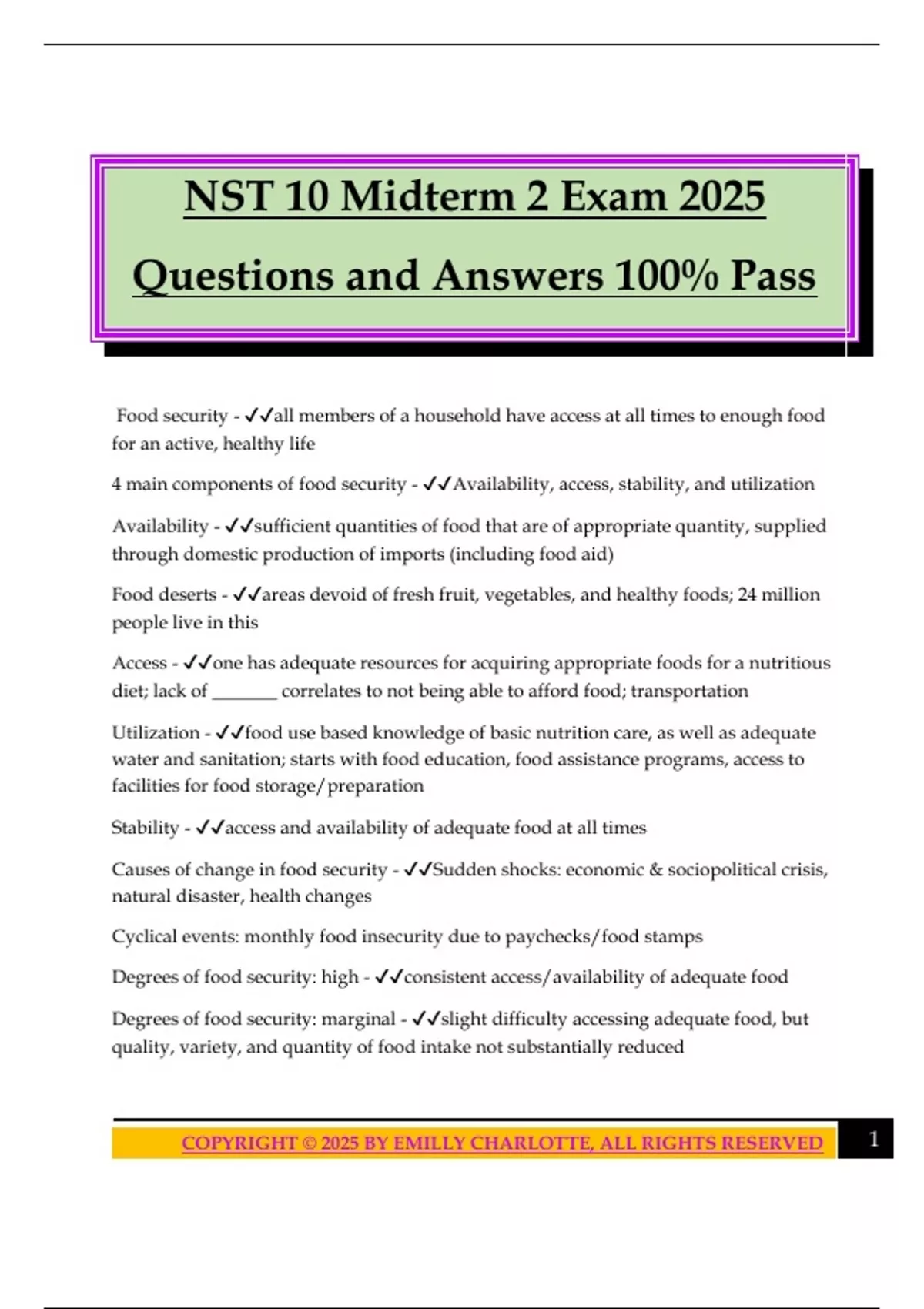 NST 10 Midterm 2 Exam 2025 Questions and Answers 100% Pass - NST - Stuvia US