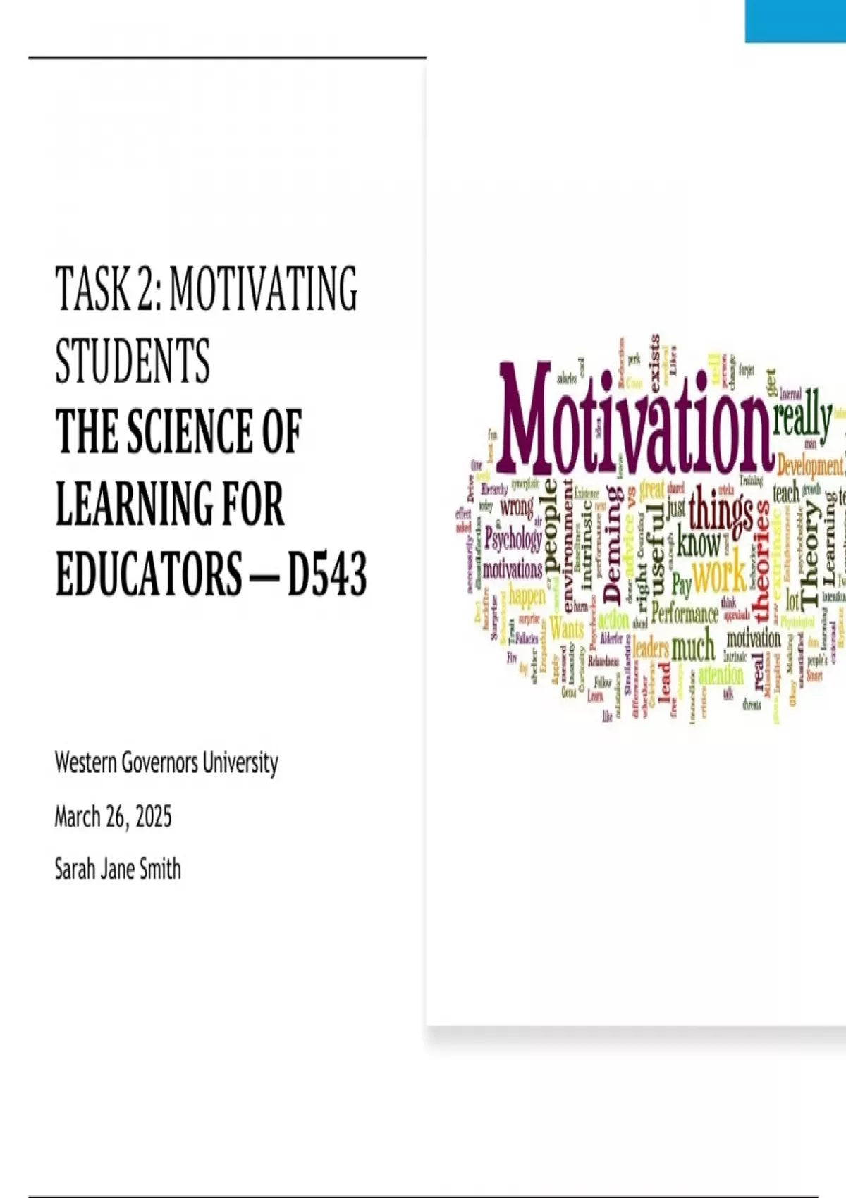 WGU D543 The Science of Learning For Educators —Task 2 |Latest Update ...