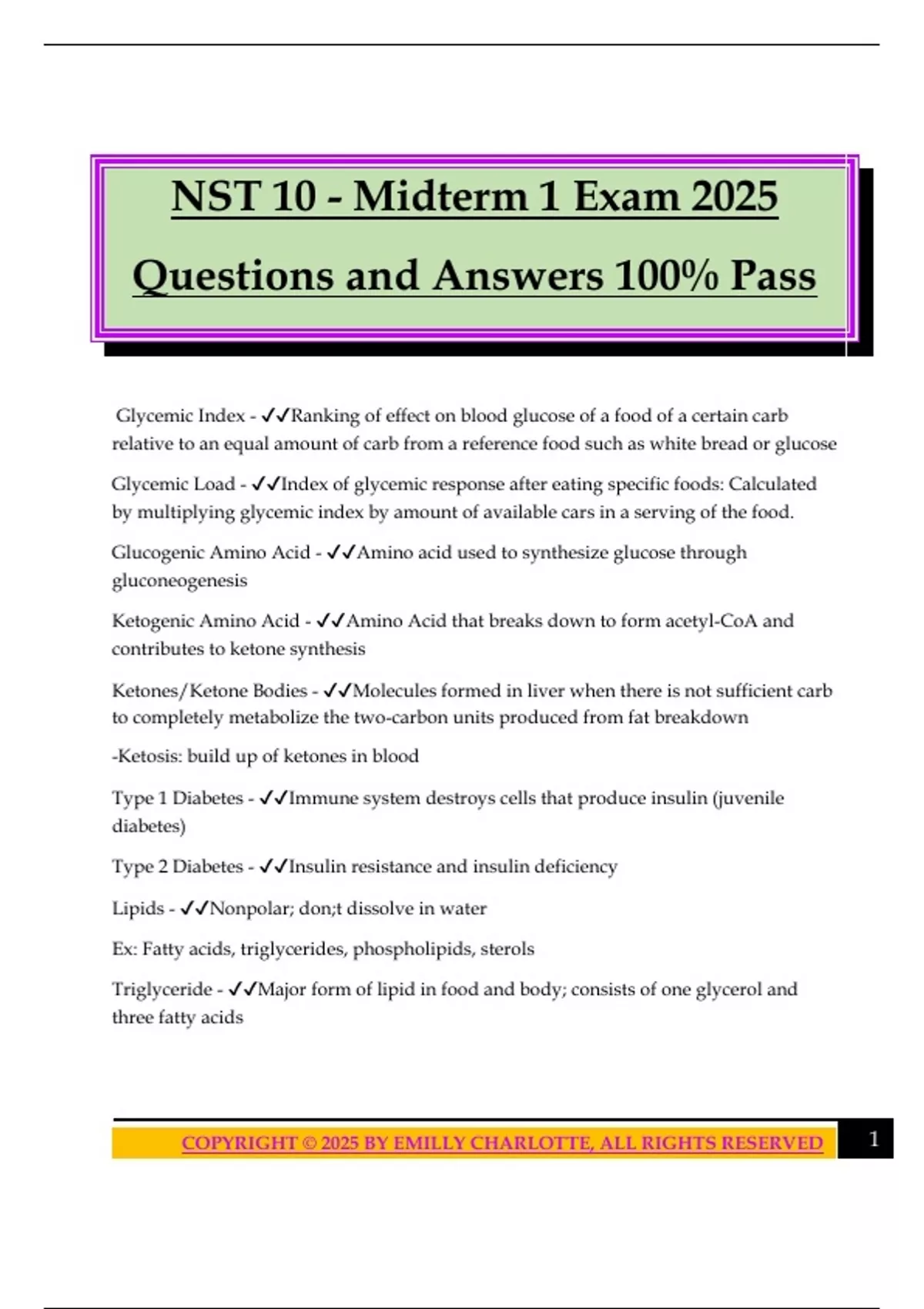 NST 10 - Midterm 1 Exam 2025 Questions and Answers 100% Pass - NST - Stuvia US