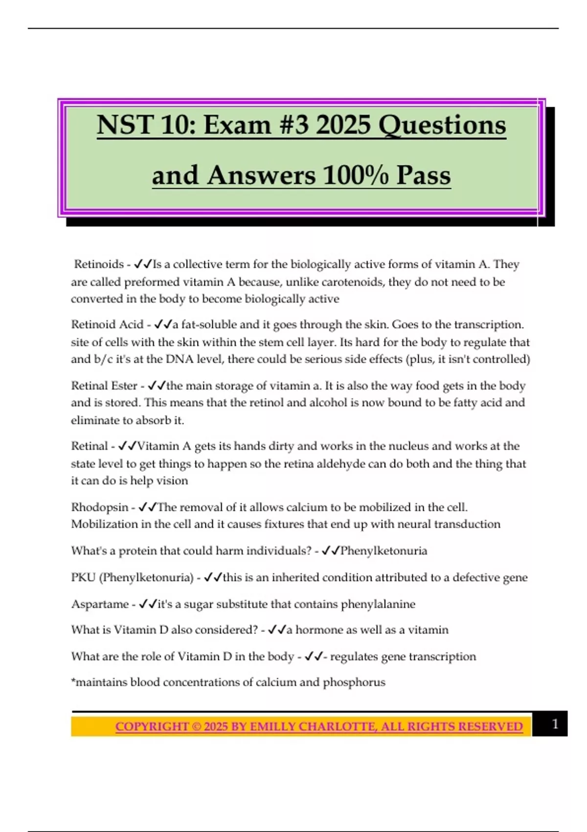NST 10: Exam #3 2025 Questions and Answers 100% Pass - NST - Stuvia US