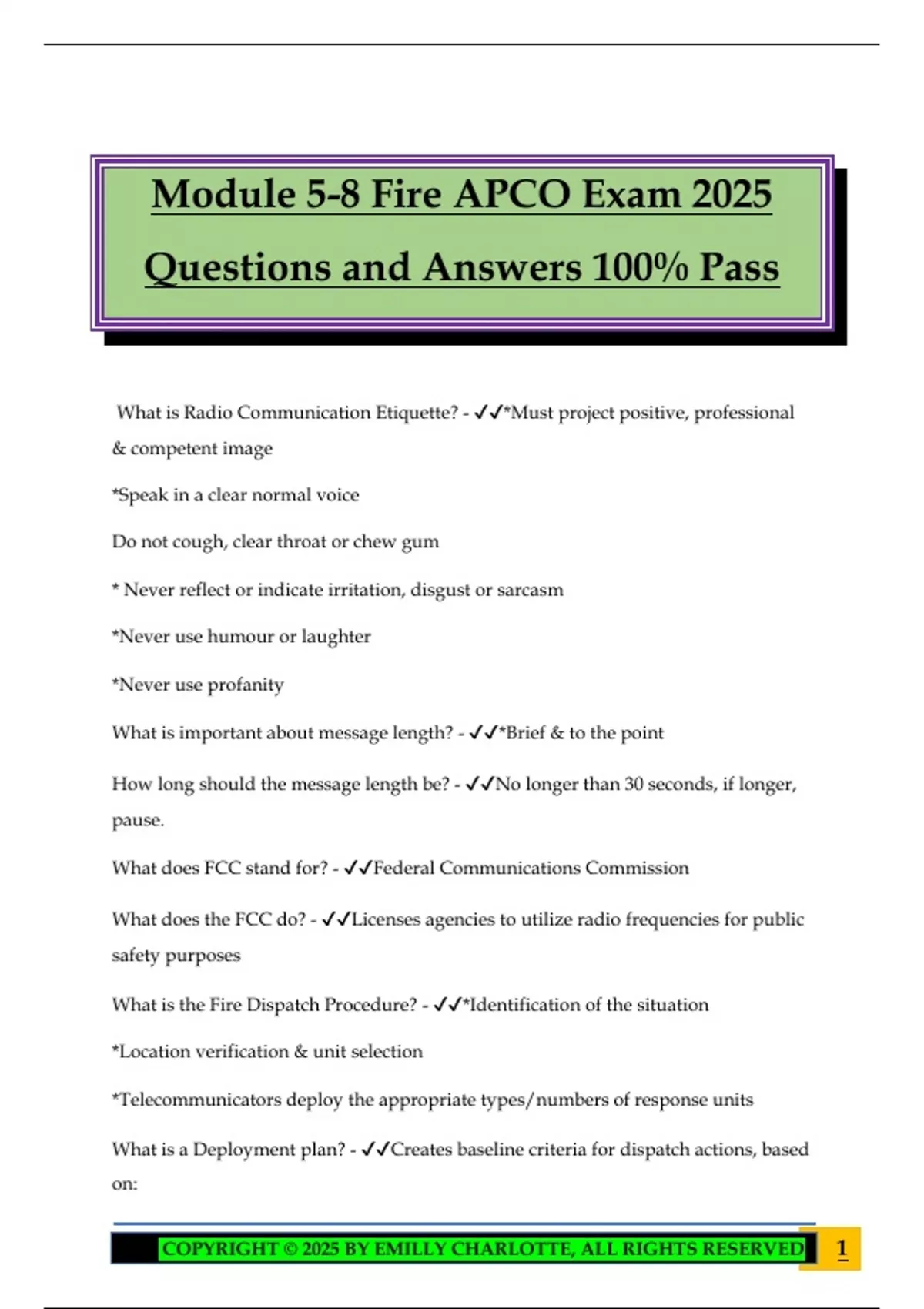 Module 5-8 Fire APCO Exam 2025 Questions and Answers 100% Pass - APCO ...