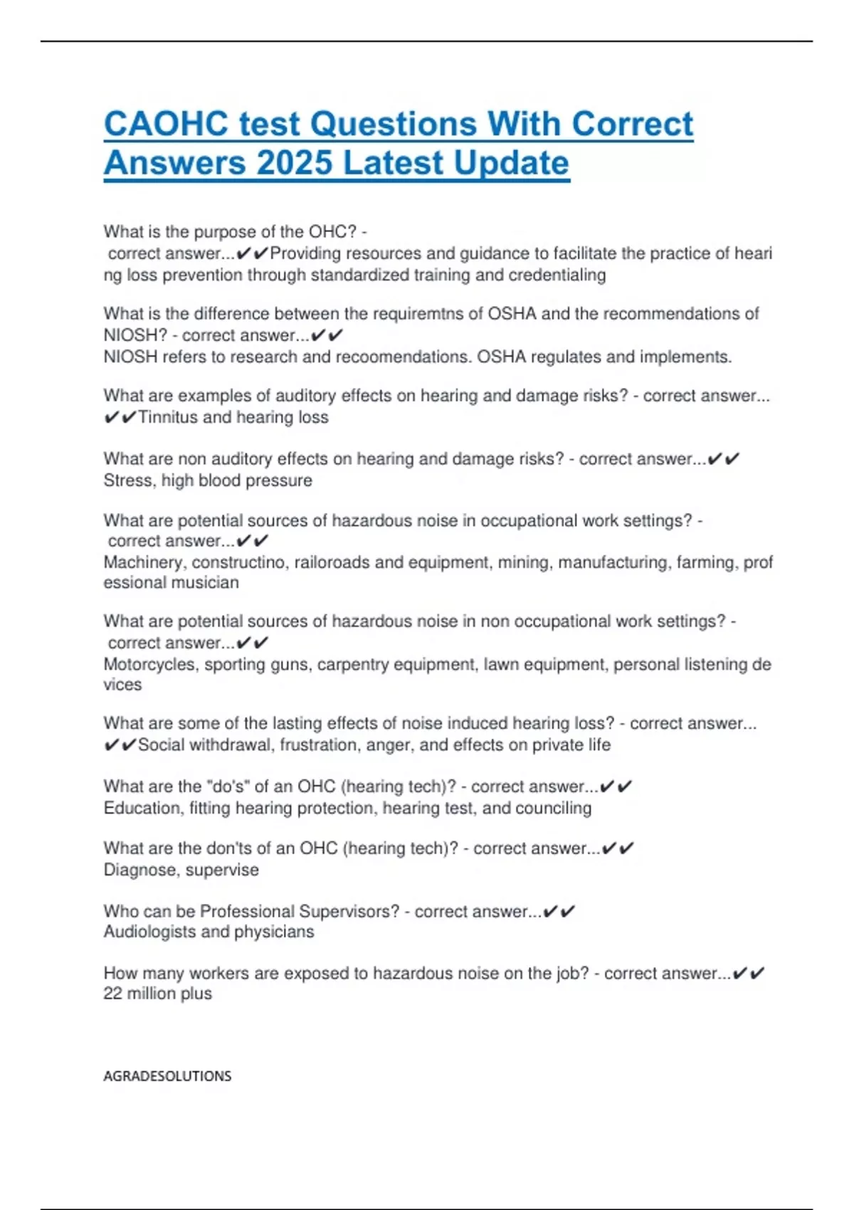 CAOHC test Questions With Correct Answers 2025 Latest Update - CAOHC ...