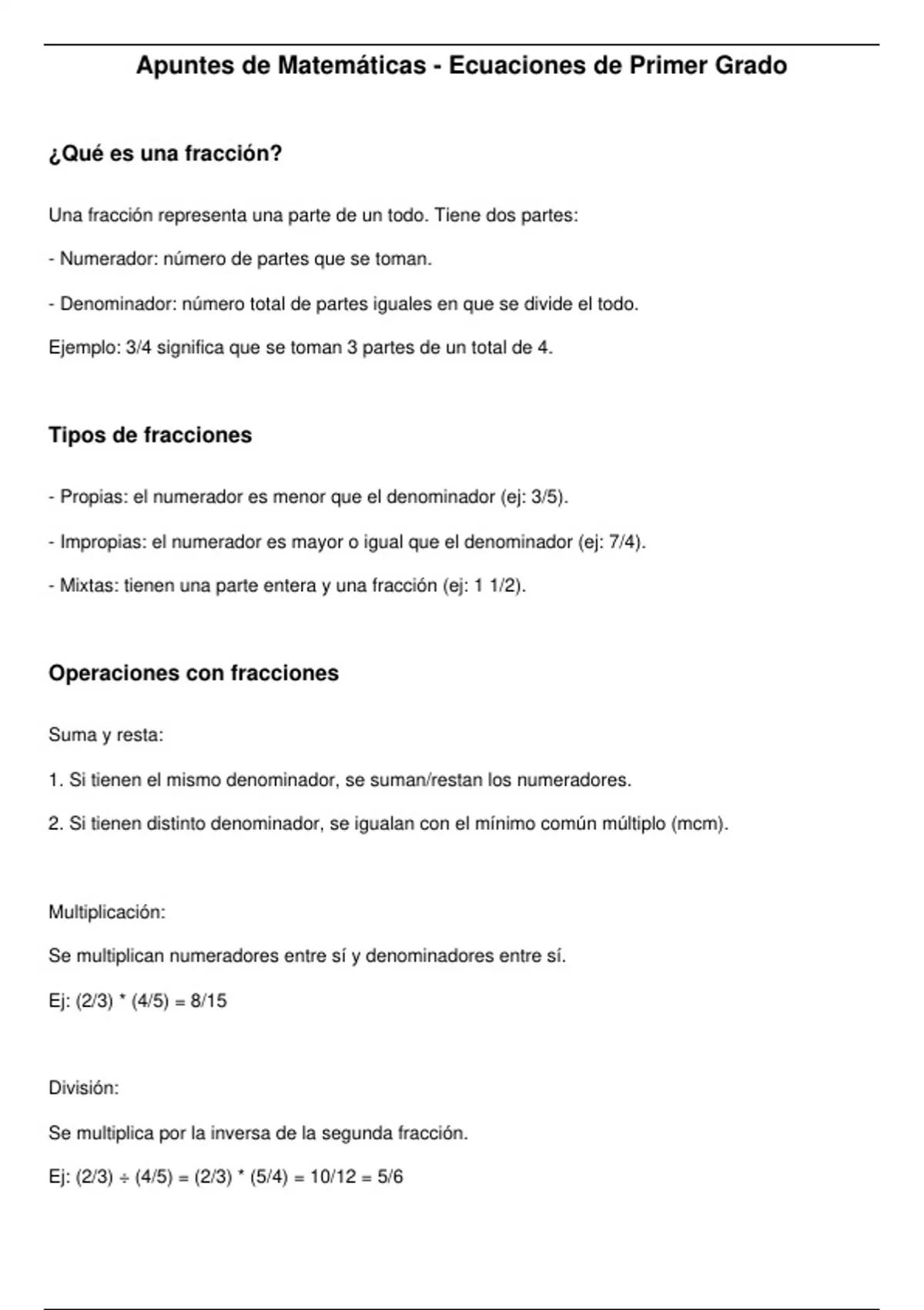 EXPLICACIÓN SENCILLA DE LAS FRACCIONES - Mathematics and science ...