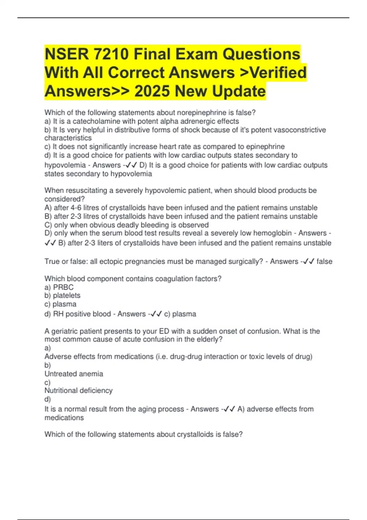 NSER 7210 Final Exam Questions With All Correct Answers Verified ...