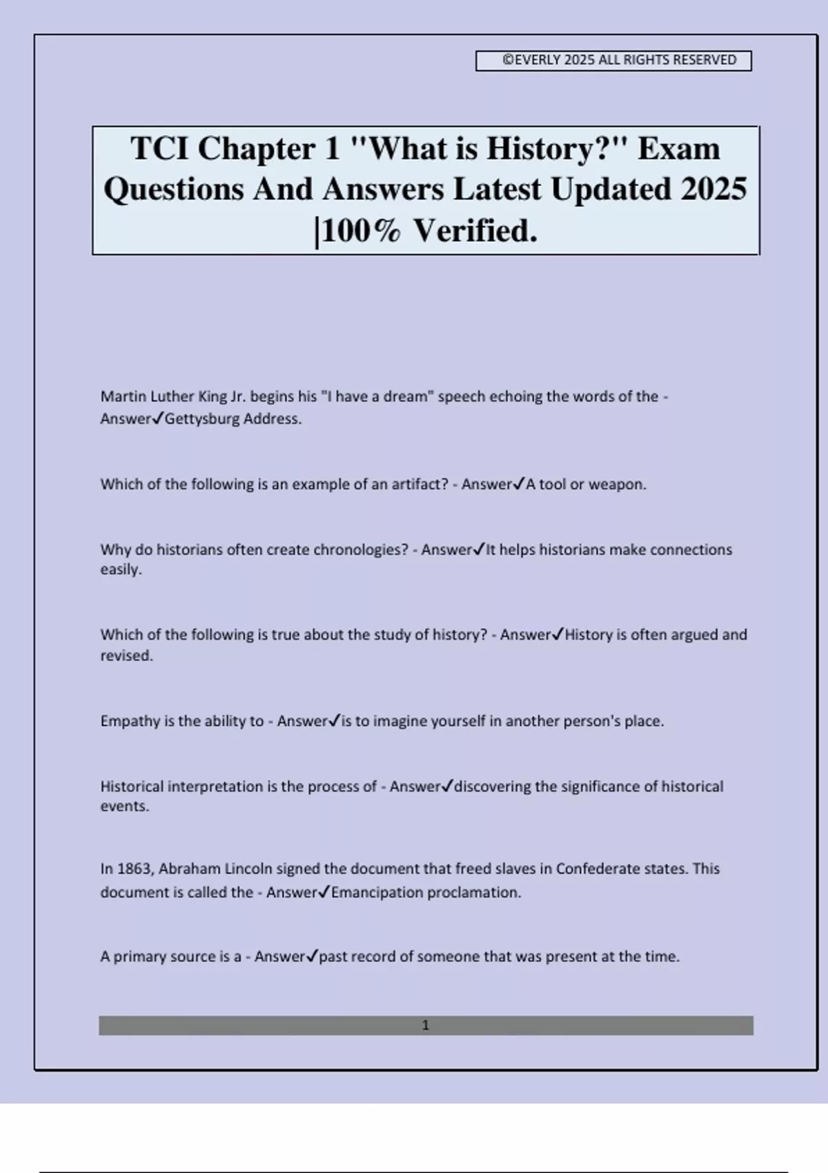 TCI Chapter 1 "What is History?" Exam Questions And Answers Latest ...