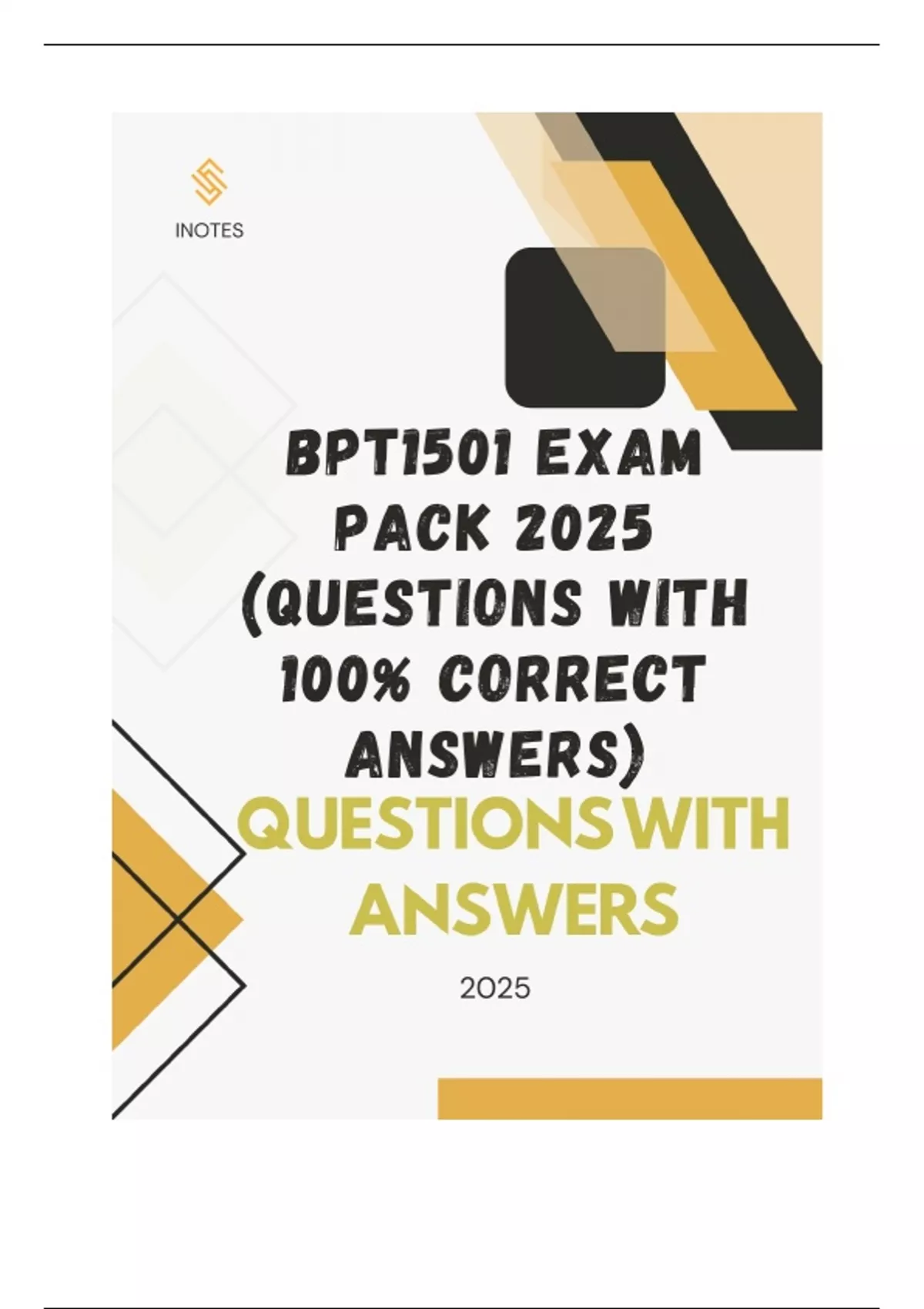 BPT1501 EXAM PACK 2025 (QUESTIONS WITH ANSWERS) - BPT1501 (BPT1501 ...