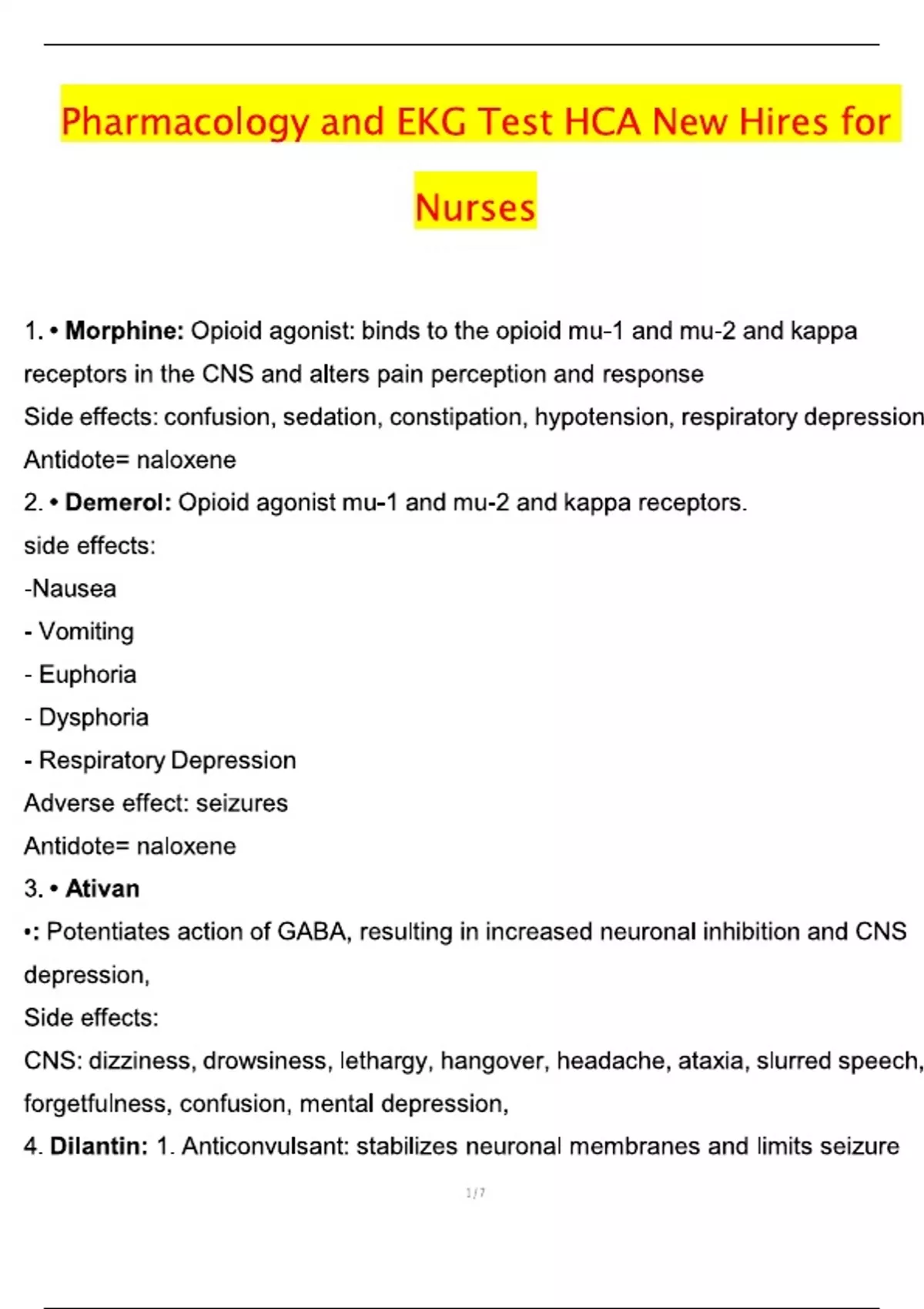 HCA Pharmacology & EKG Test New Hires for Nurses 2025 Actual with ...