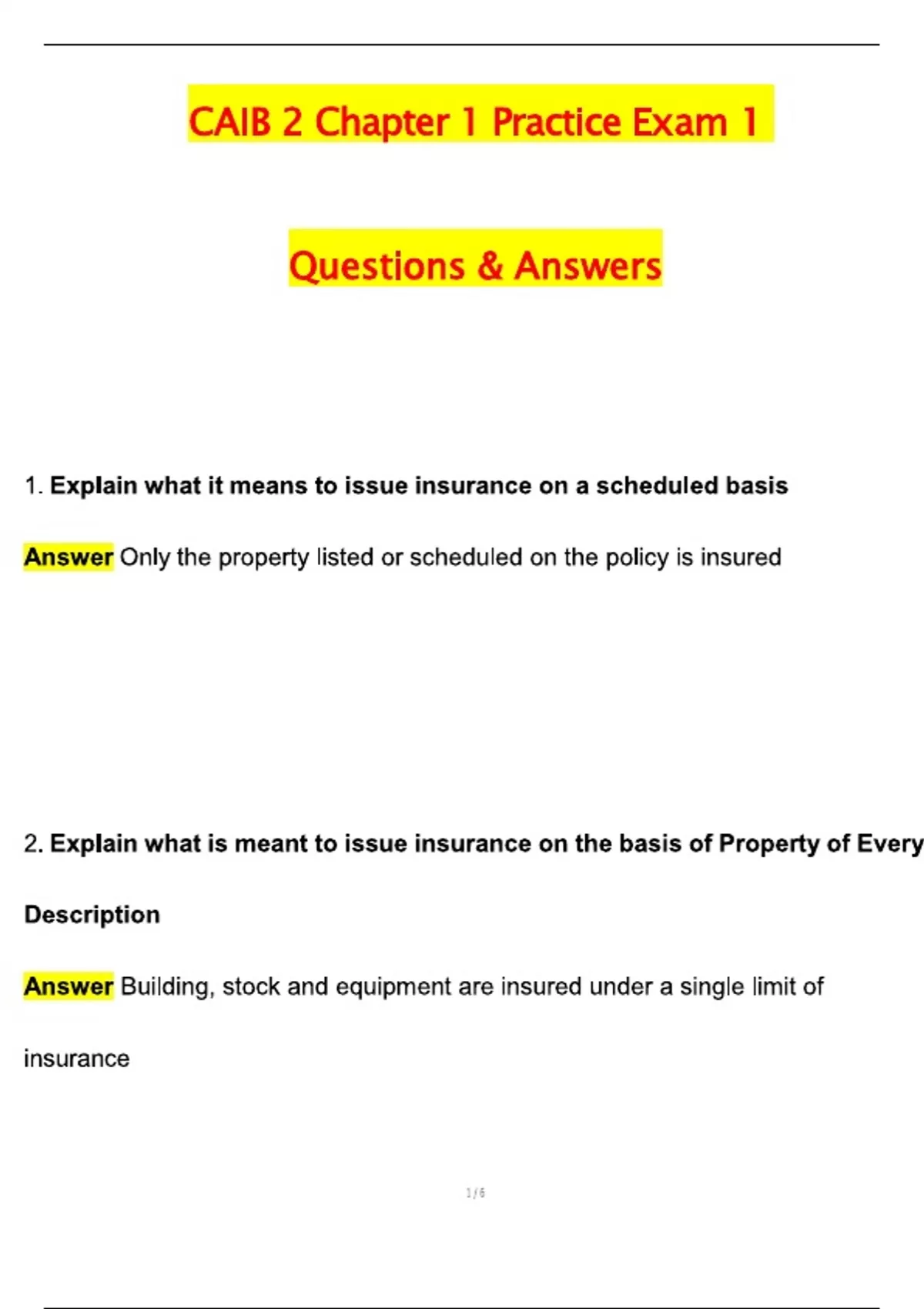 CAIB 2 Chapter 1 Practice exam 1 2025 Actual with Questions & Answers ...