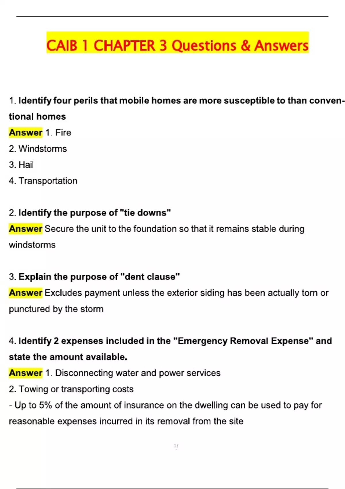 CAIB 1 Chapter 3 2025 Actual with Questions & Answers (Latest 2025 / ...
