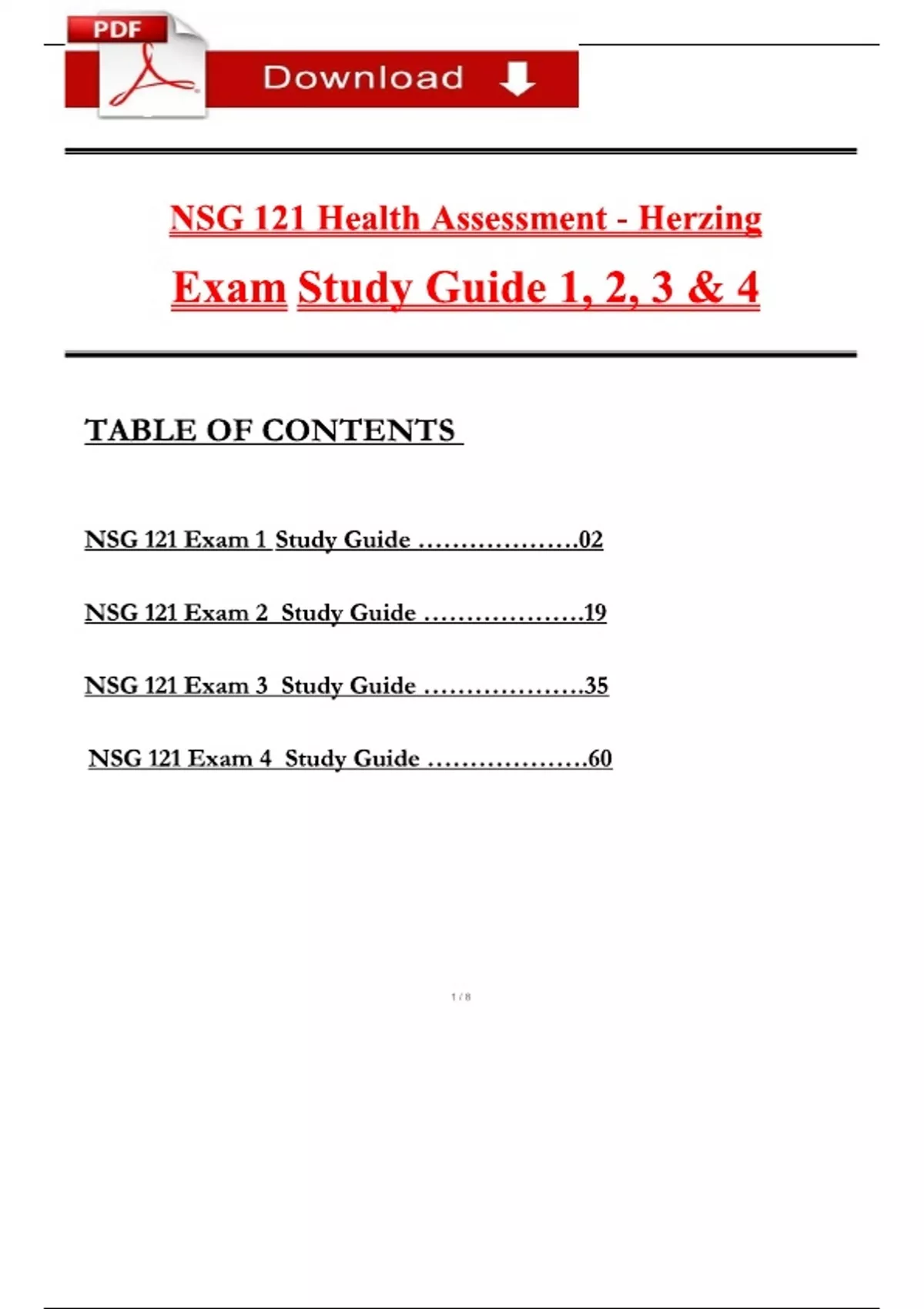 Study Bundle for Herzing NSG 121 Exam Health Assessment (Latest 2025 / ...