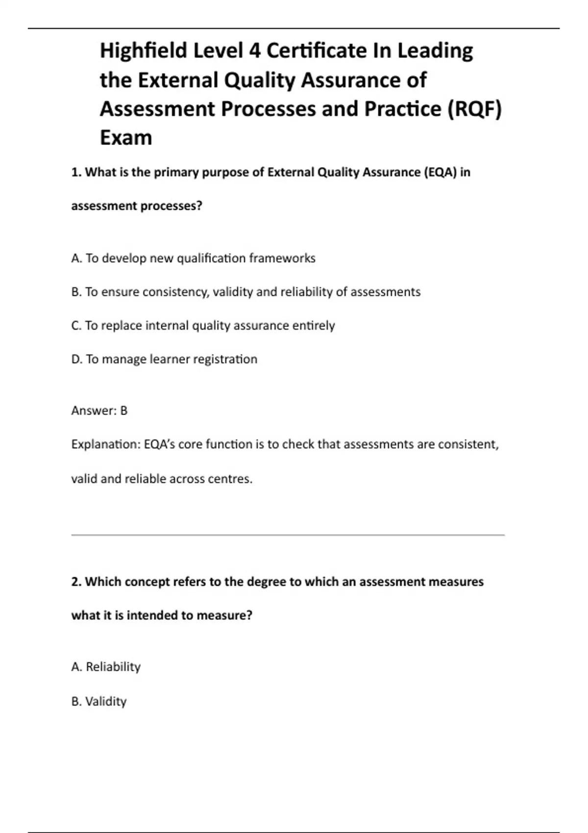 Highfield Level 4 Certificate In Leading the External Quality Assurance ...